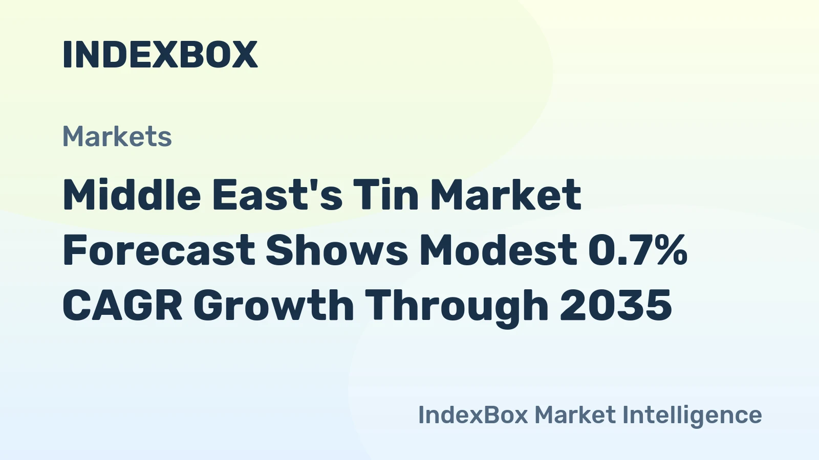 Middle East's Tin Market Forecast Shows Modest 0.7% CAGR Growth Through 2035