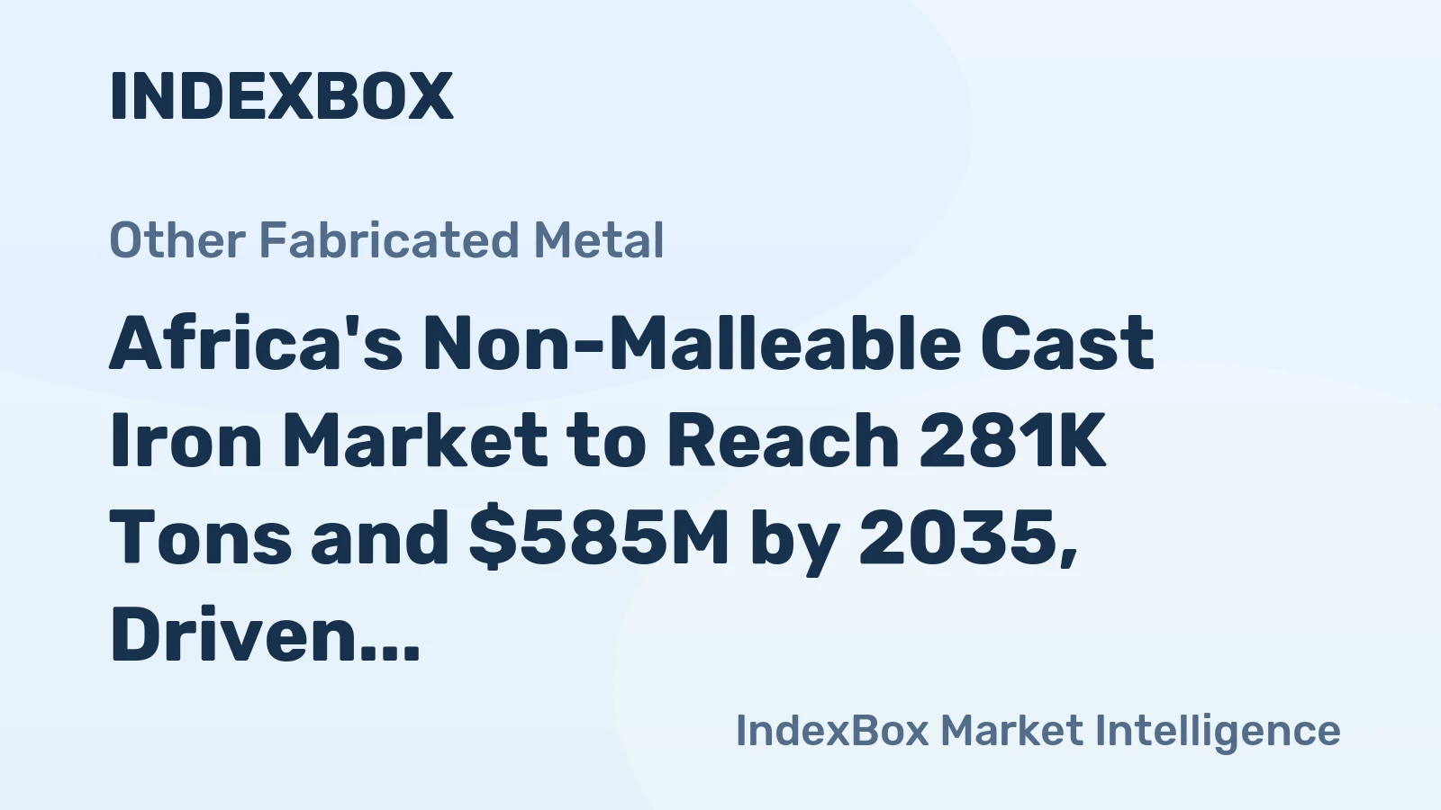 Africa's Non-Malleable Cast Iron Market to Reach 281K Tons and $585M by 2035, Driven by Increasing Demand
