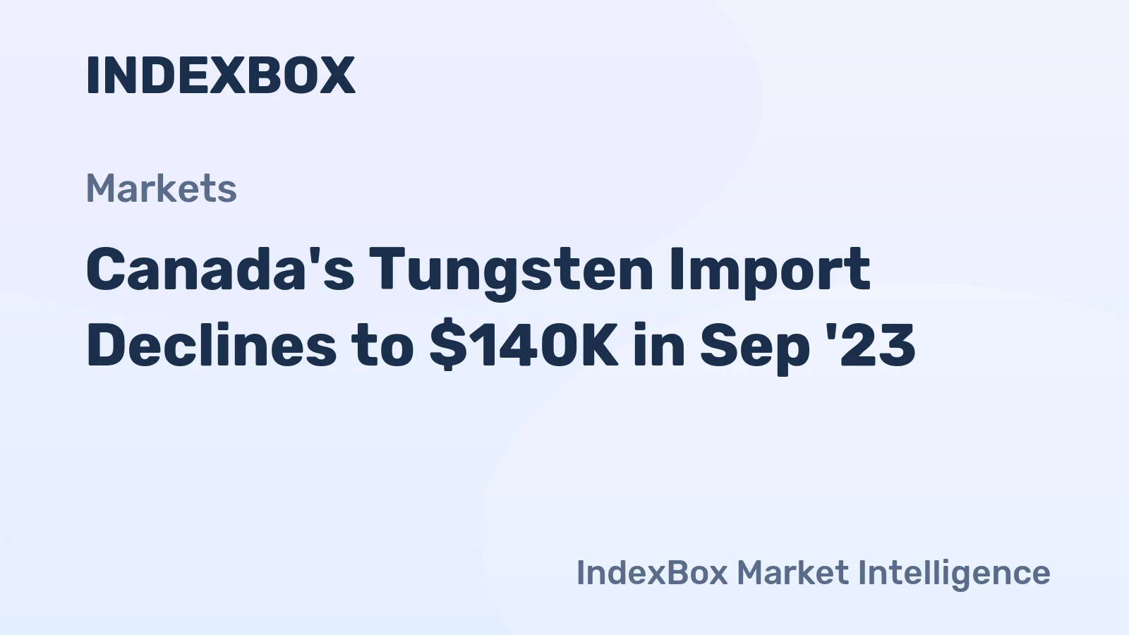 Canada's Tungsten Import Declines to $140K in Sep '23