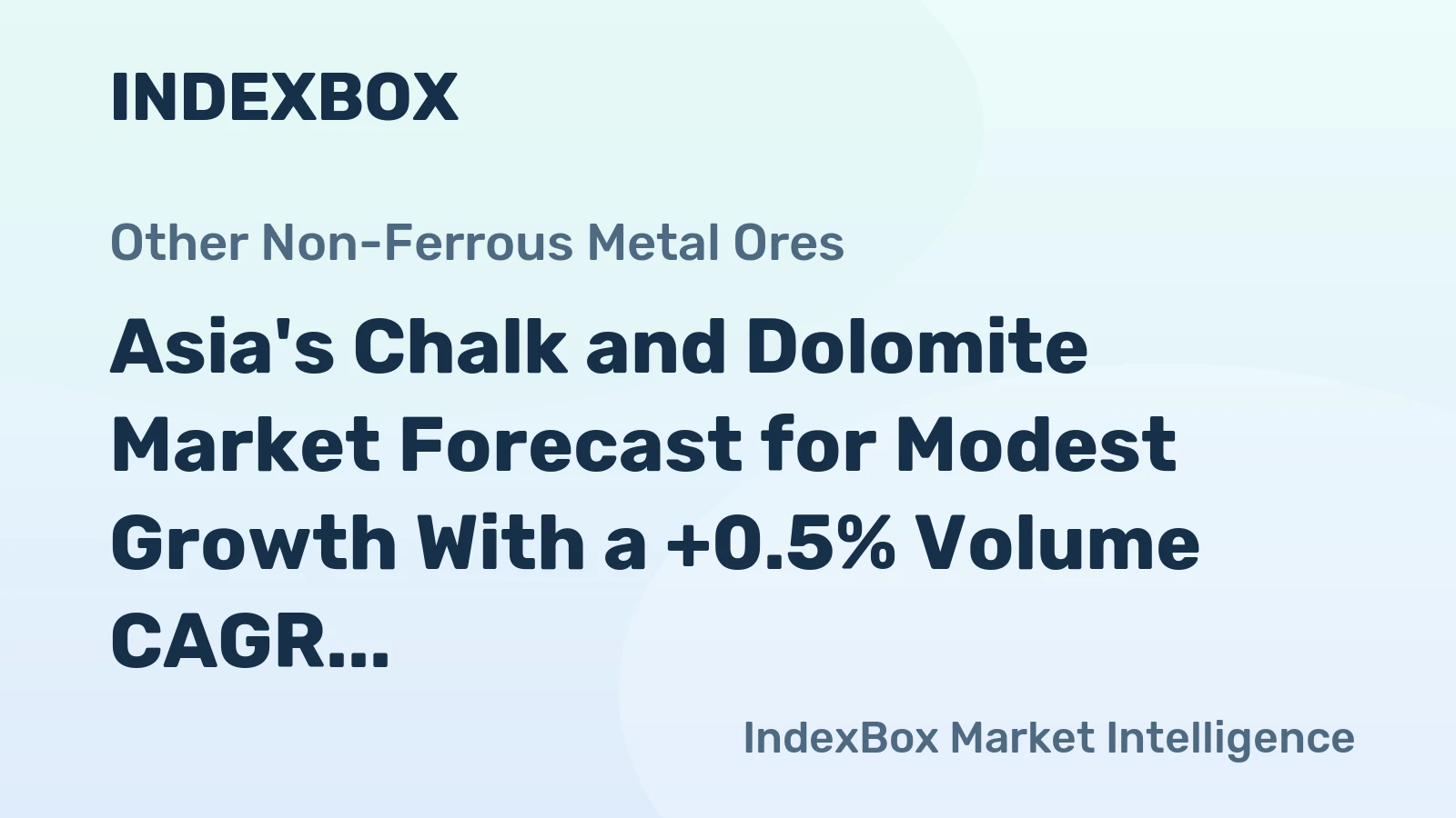 Asia's Chalk and Dolomite Market Forecast for Modest Growth With a +0.5% Volume CAGR Through 2035
