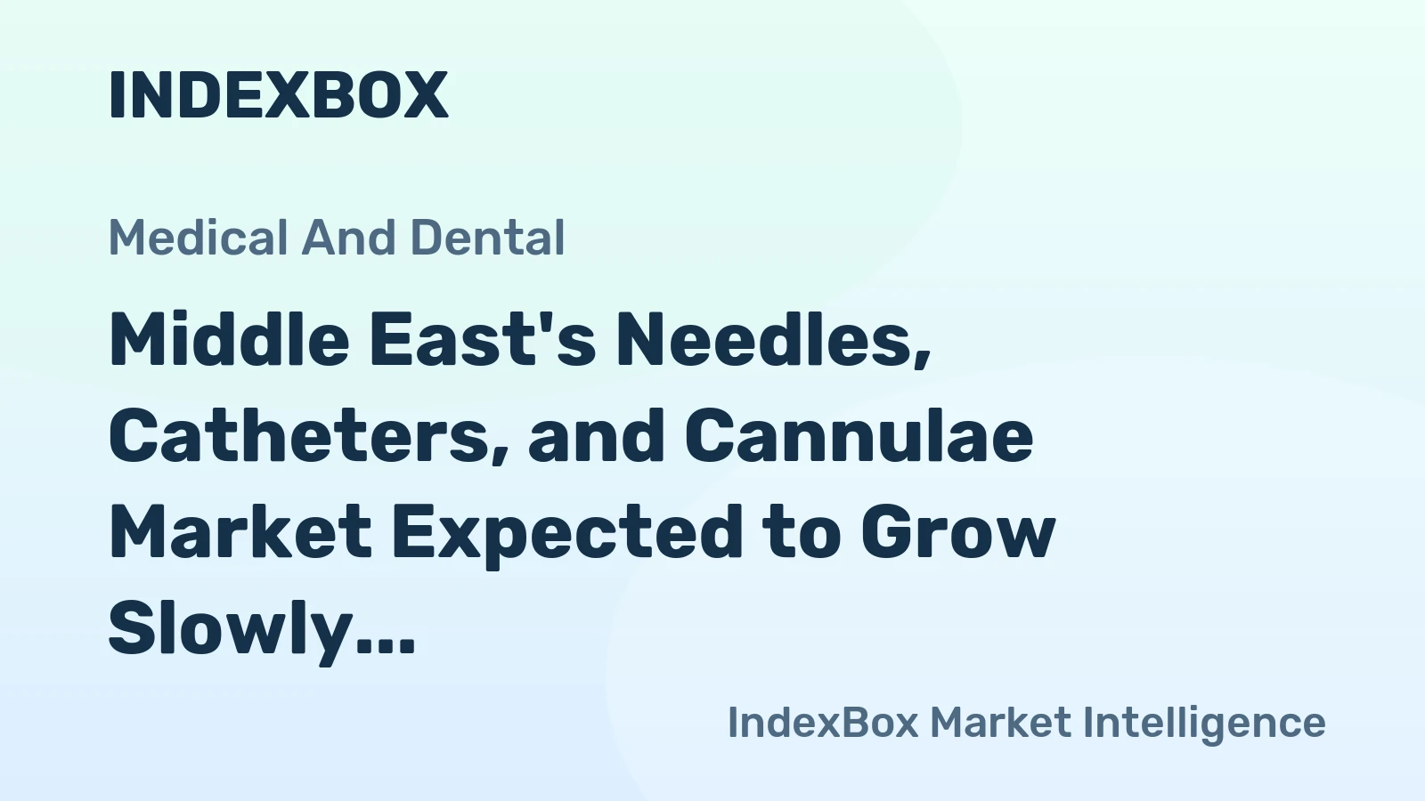 Middle East's Needles, Catheters, and Cannulae Market Expected to Grow Slowly with Market Volume Reaching 5.1B Units and Value of $2.1B by 2035