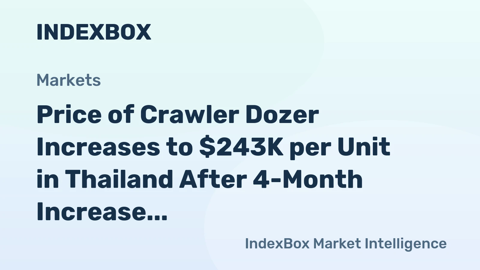 Price of Crawler Dozer Increases to $243K per Unit in Thailand After 4-Month Increase