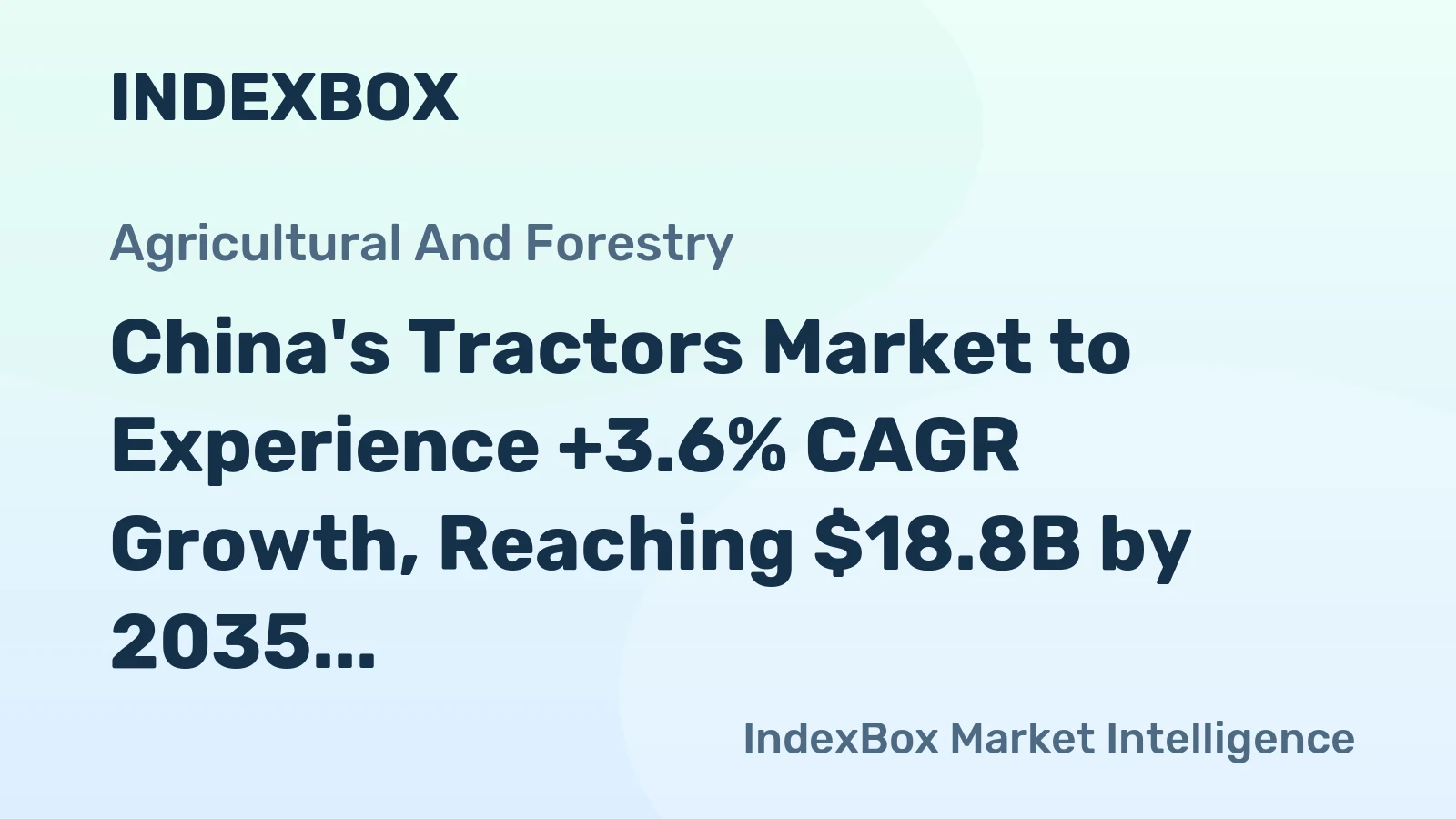 China's Tractors Market to Experience +3.6% CAGR Growth, Reaching $18.8B by 2035
