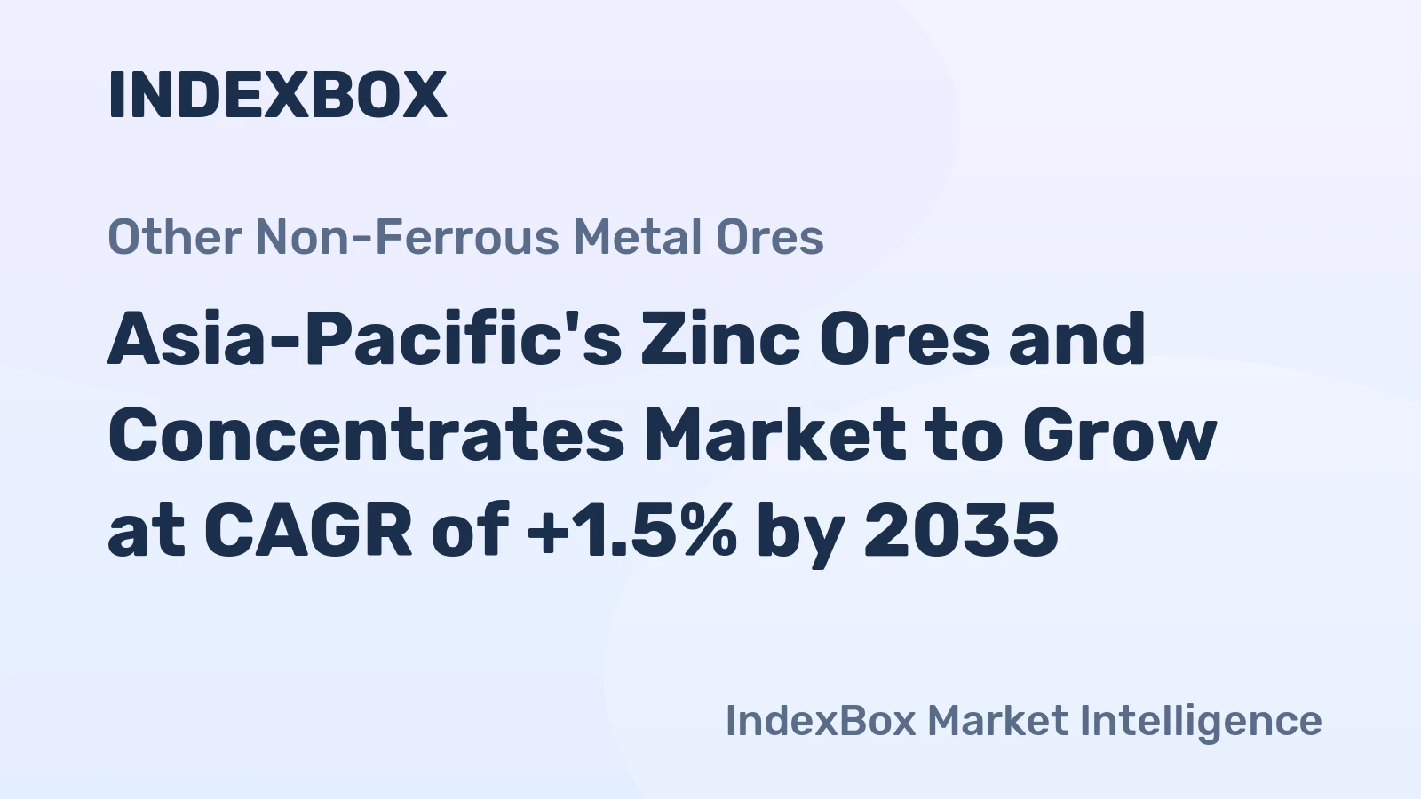 Asia-Pacific's Zinc Ores and Concentrates Market to Grow at CAGR of +1.5% by 2035