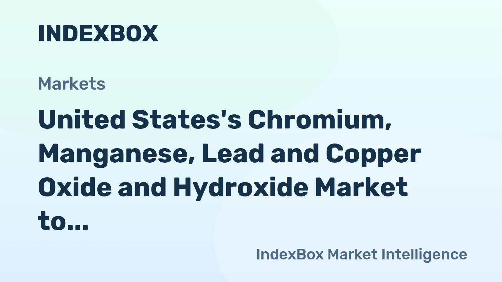 United States's Chromium, Manganese, Lead and Copper Oxide and Hydroxide Market to Exhibit Modest Growth with +0.2% CAGR through 2035