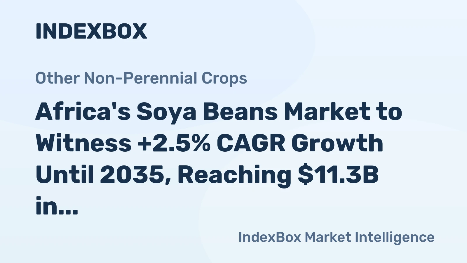 Africa's Soya Beans Market to Witness +2.5% CAGR Growth Until 2035, Reaching $11.3B in Value