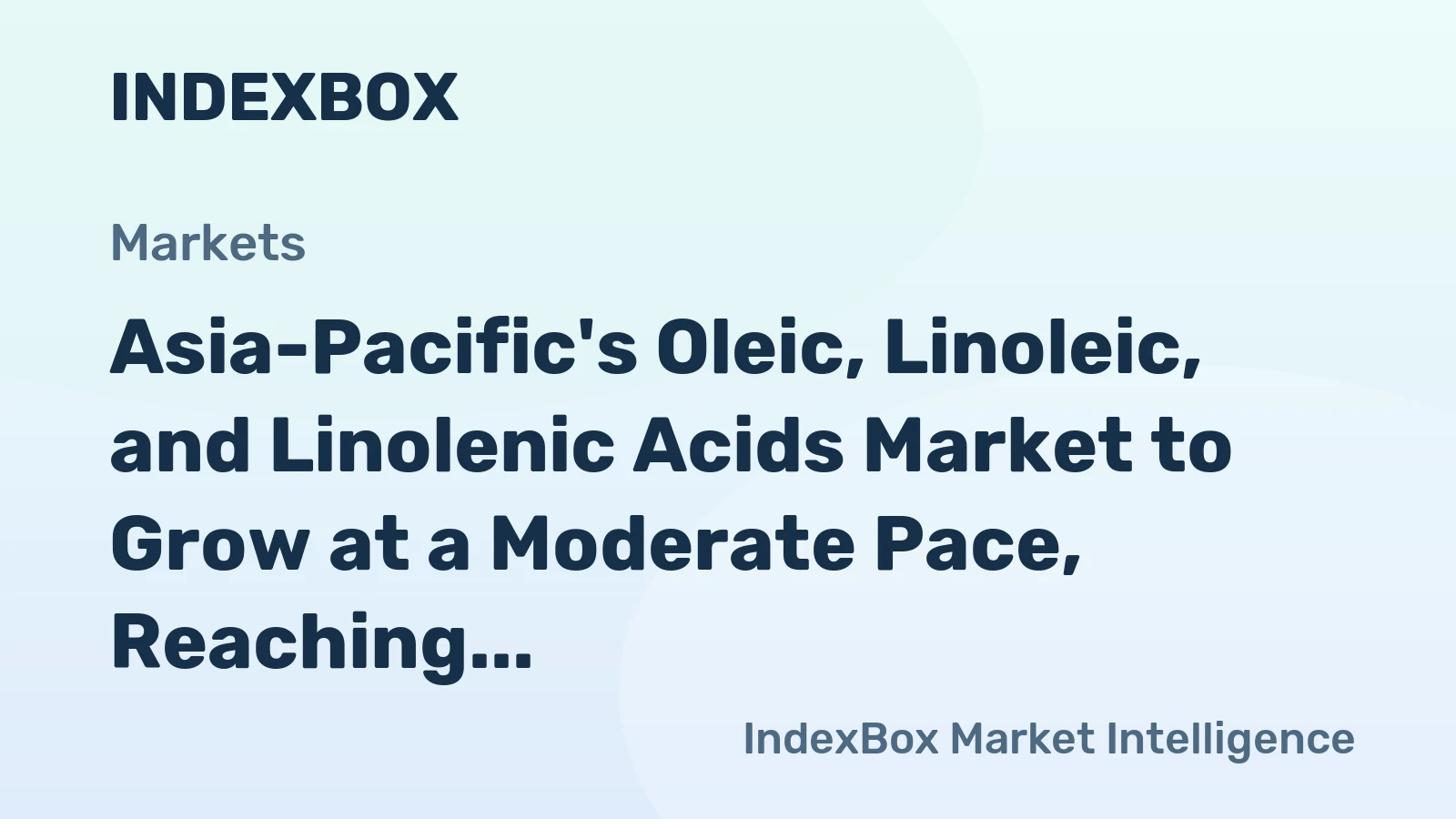 Asia-Pacific's Oleic, Linoleic, and Linolenic Acids Market to Grow at a Moderate Pace, Reaching 266K Tons in Volume and $660M in Value by 2035