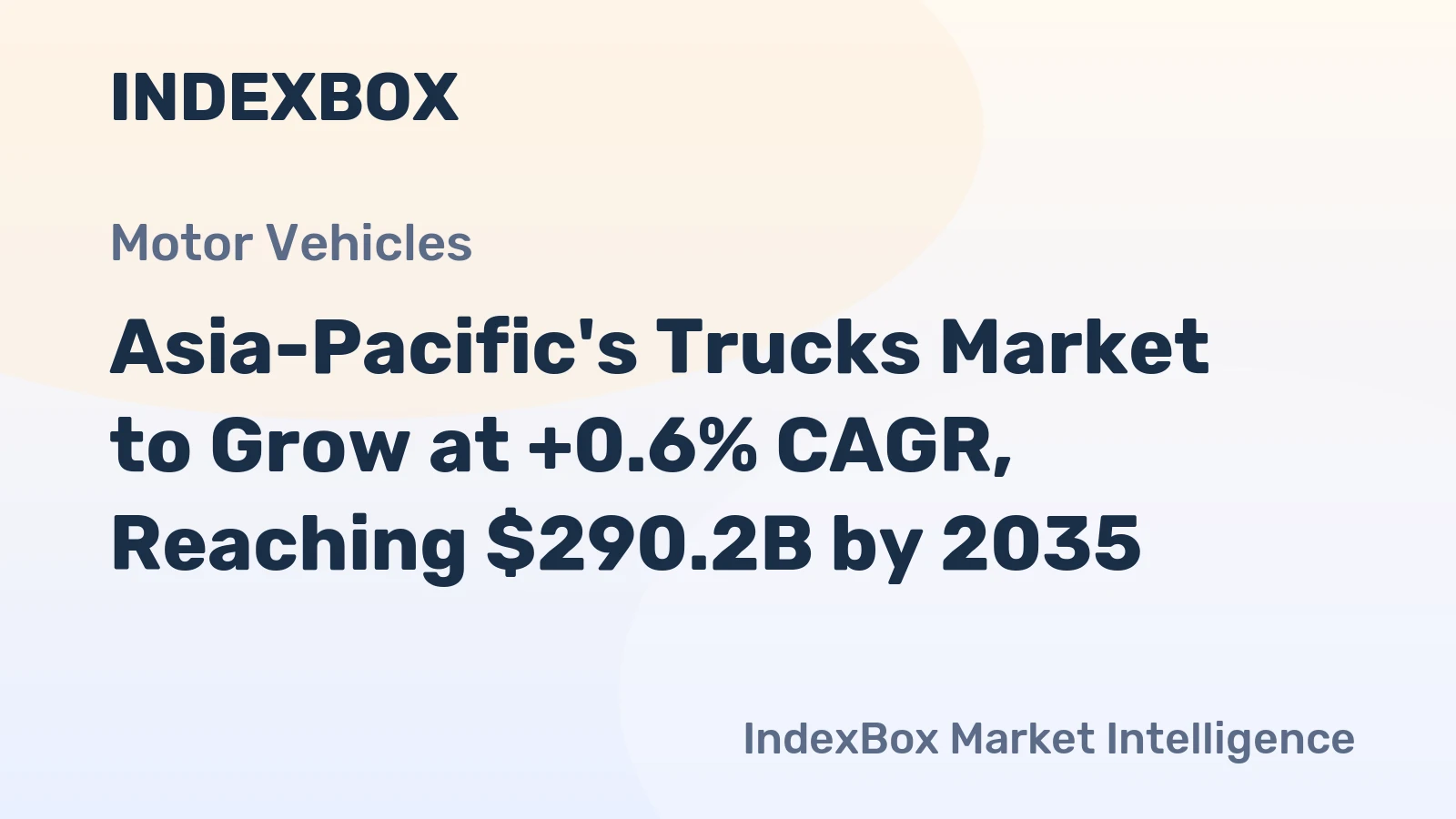 Asia-Pacific's Trucks Market to Grow at +0.6% CAGR, Reaching $290.2B by 2035