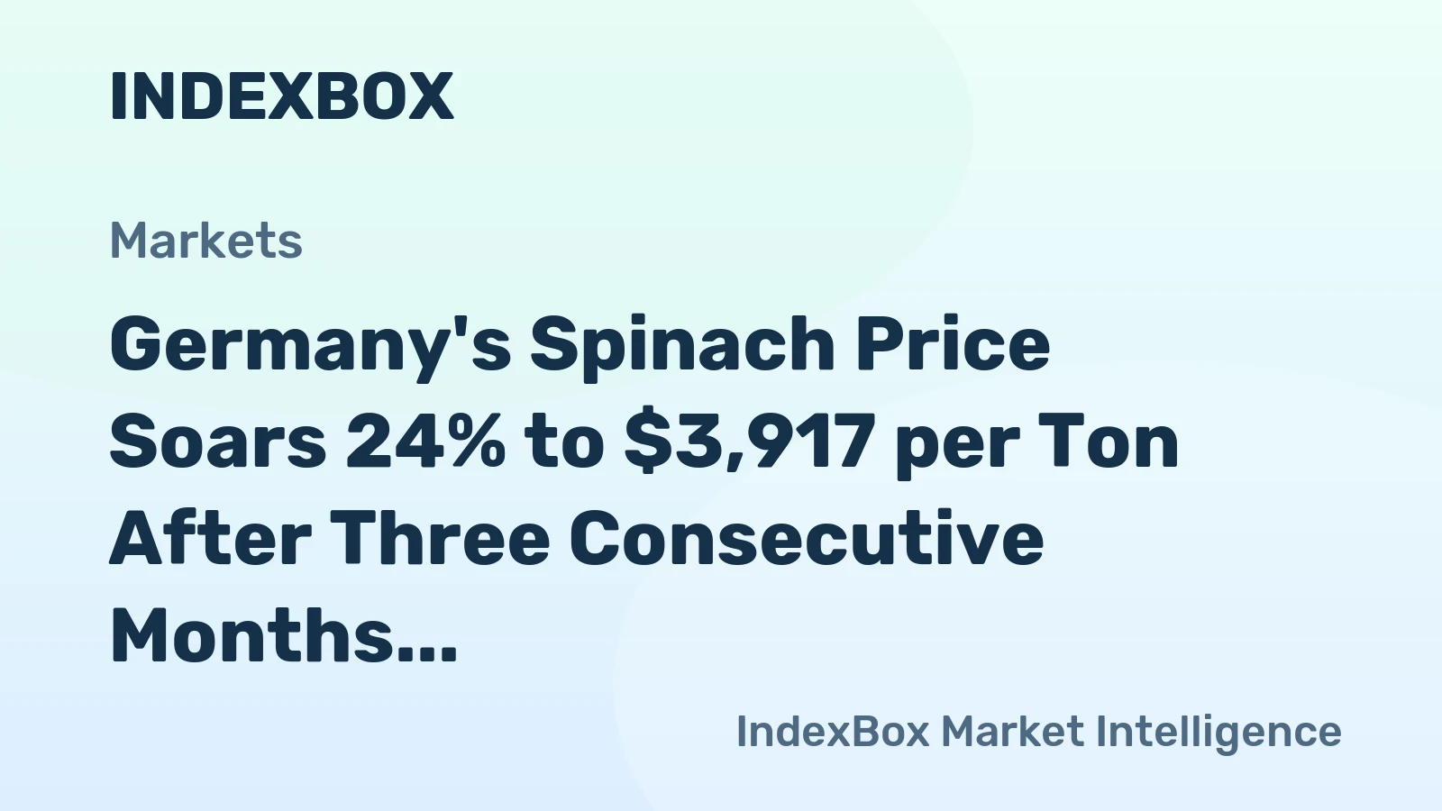 Germany's Spinach Price Soars 24% to $3,917 per Ton After Three Consecutive Months of Increase