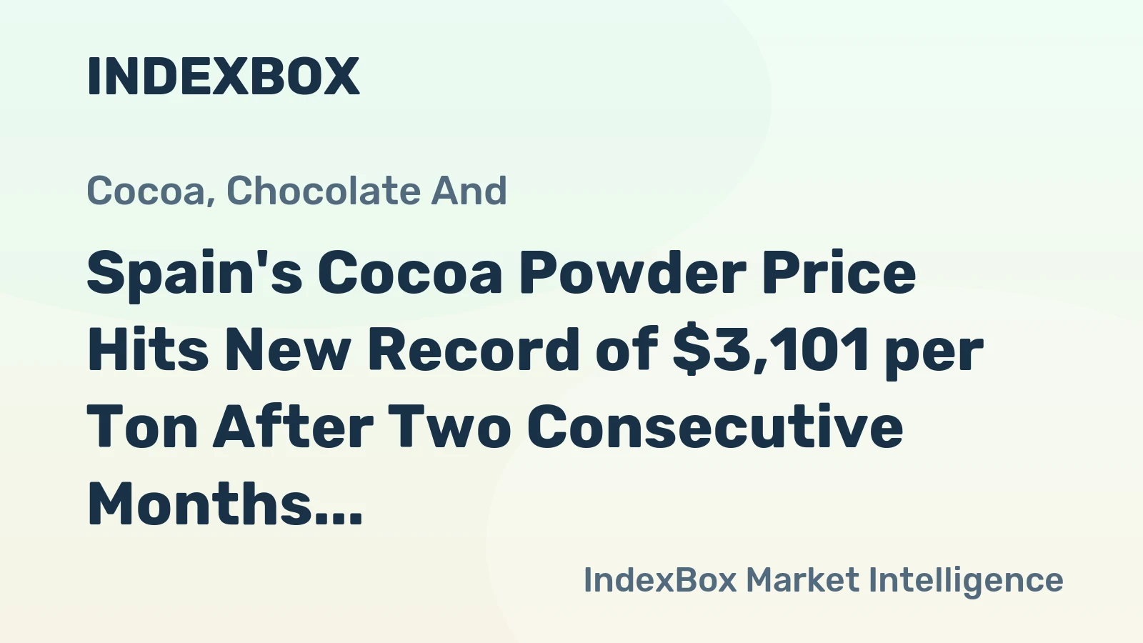 Spain's Cocoa Powder Price Hits New Record of $3,101 per Ton After Two Consecutive Months of Growth