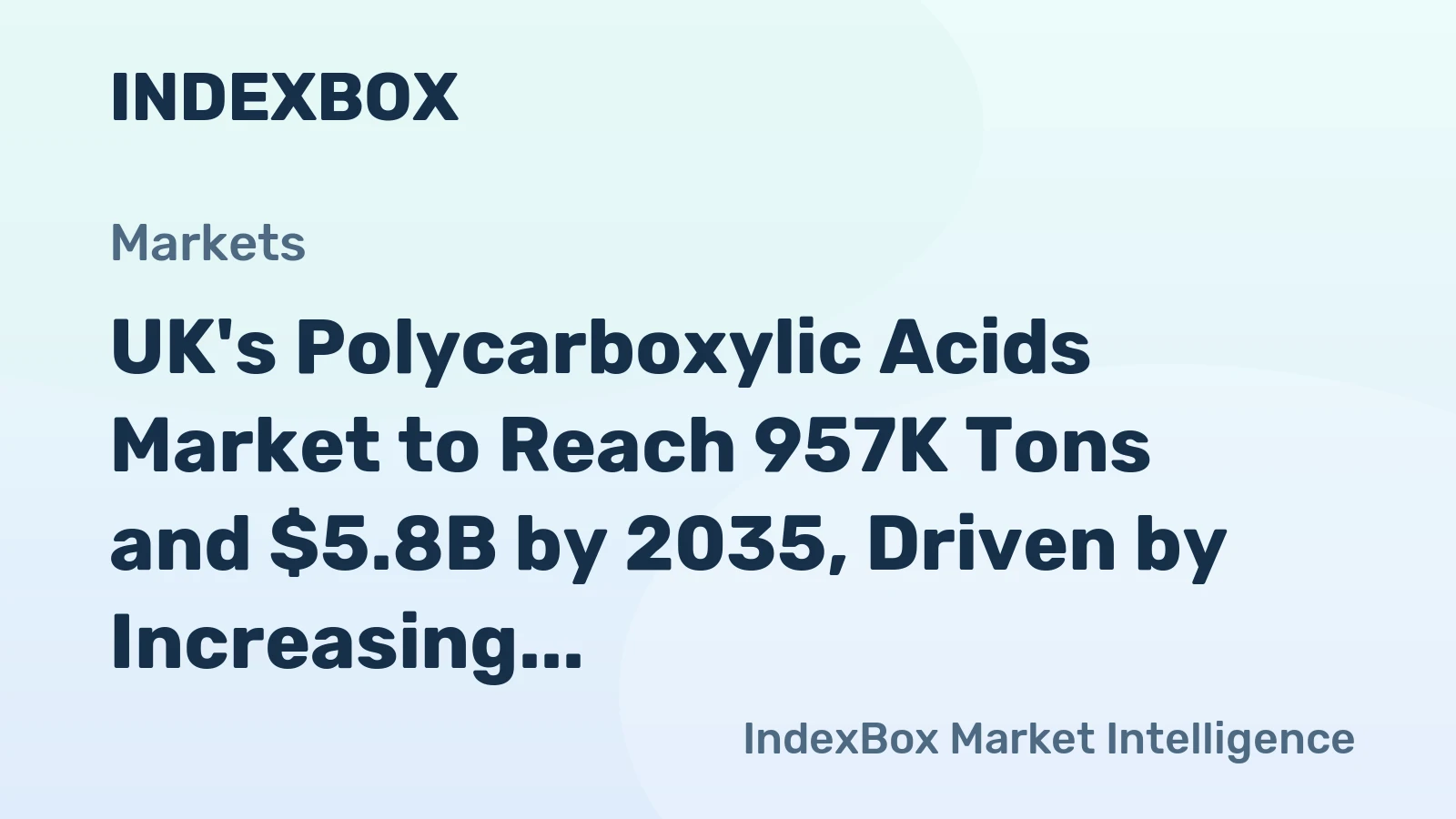 UK's Polycarboxylic Acids Market to Reach 957K Tons and $5.8B by 2035, Driven by Increasing Demand