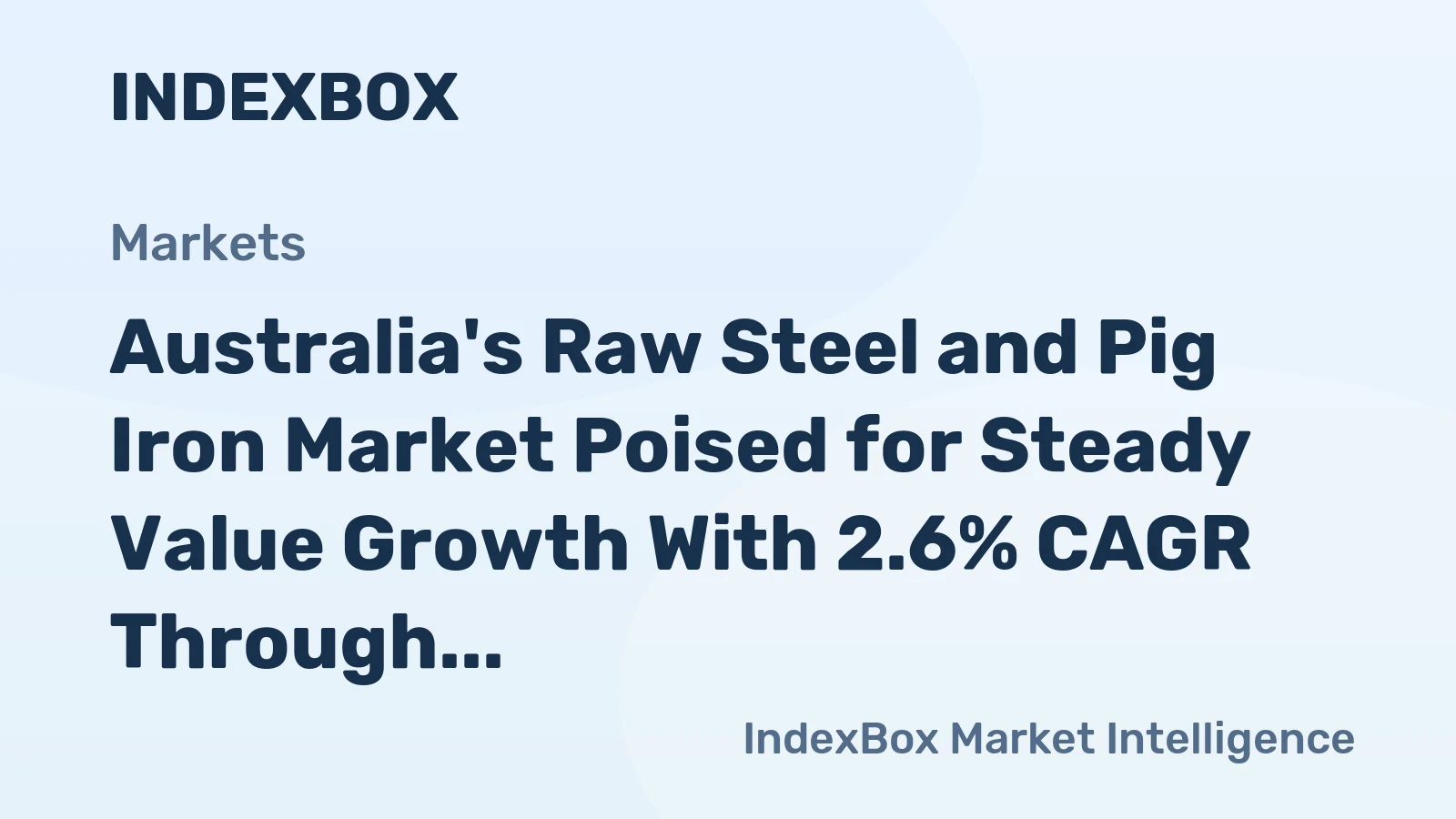 Australia's Raw Steel and Pig Iron Market Poised for Steady Value Growth With 2.6% CAGR Through 2035