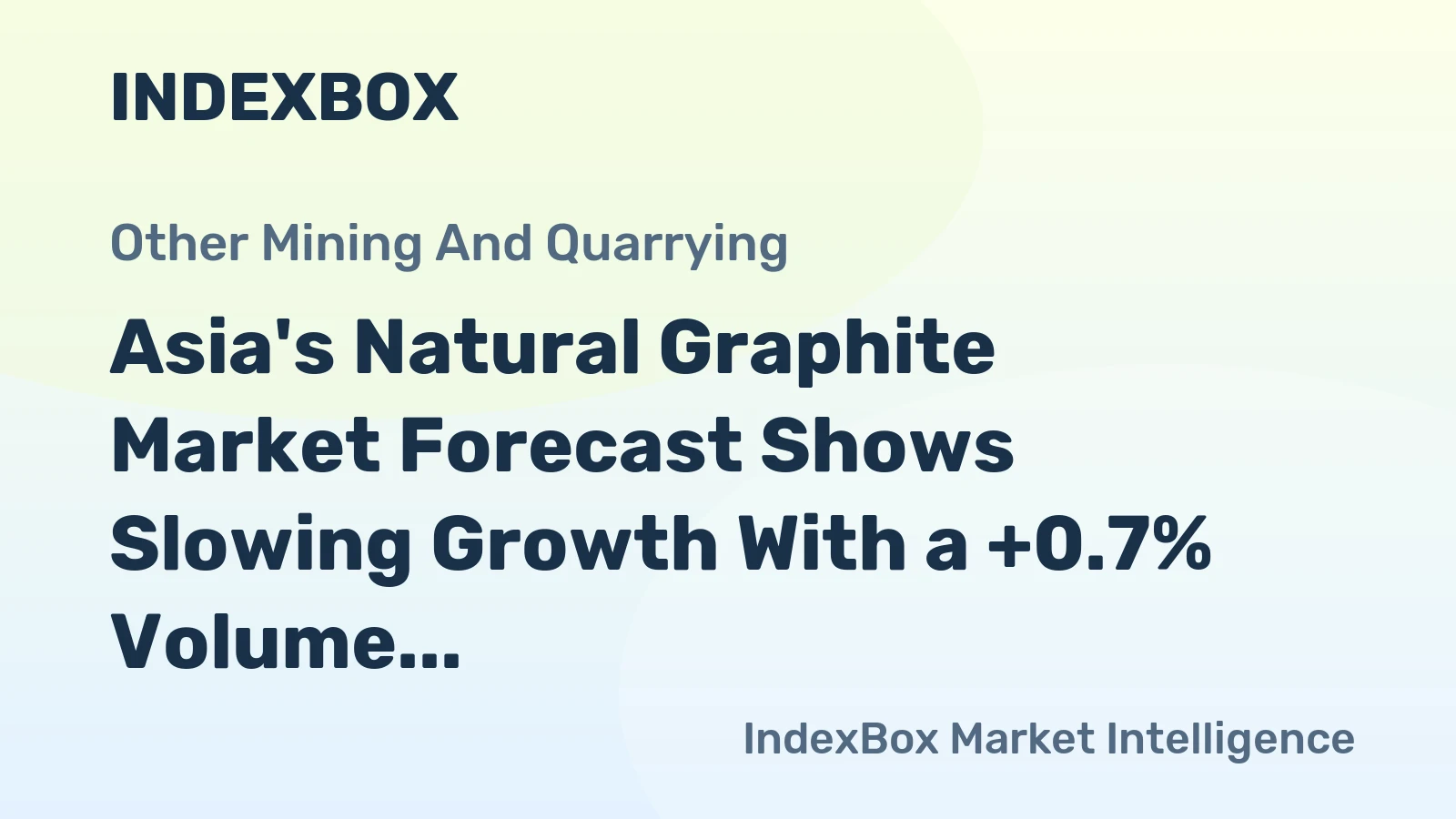 Asia's Natural Graphite Market Forecast Shows Slowing Growth With a +0.7% Volume CAGR to 2035