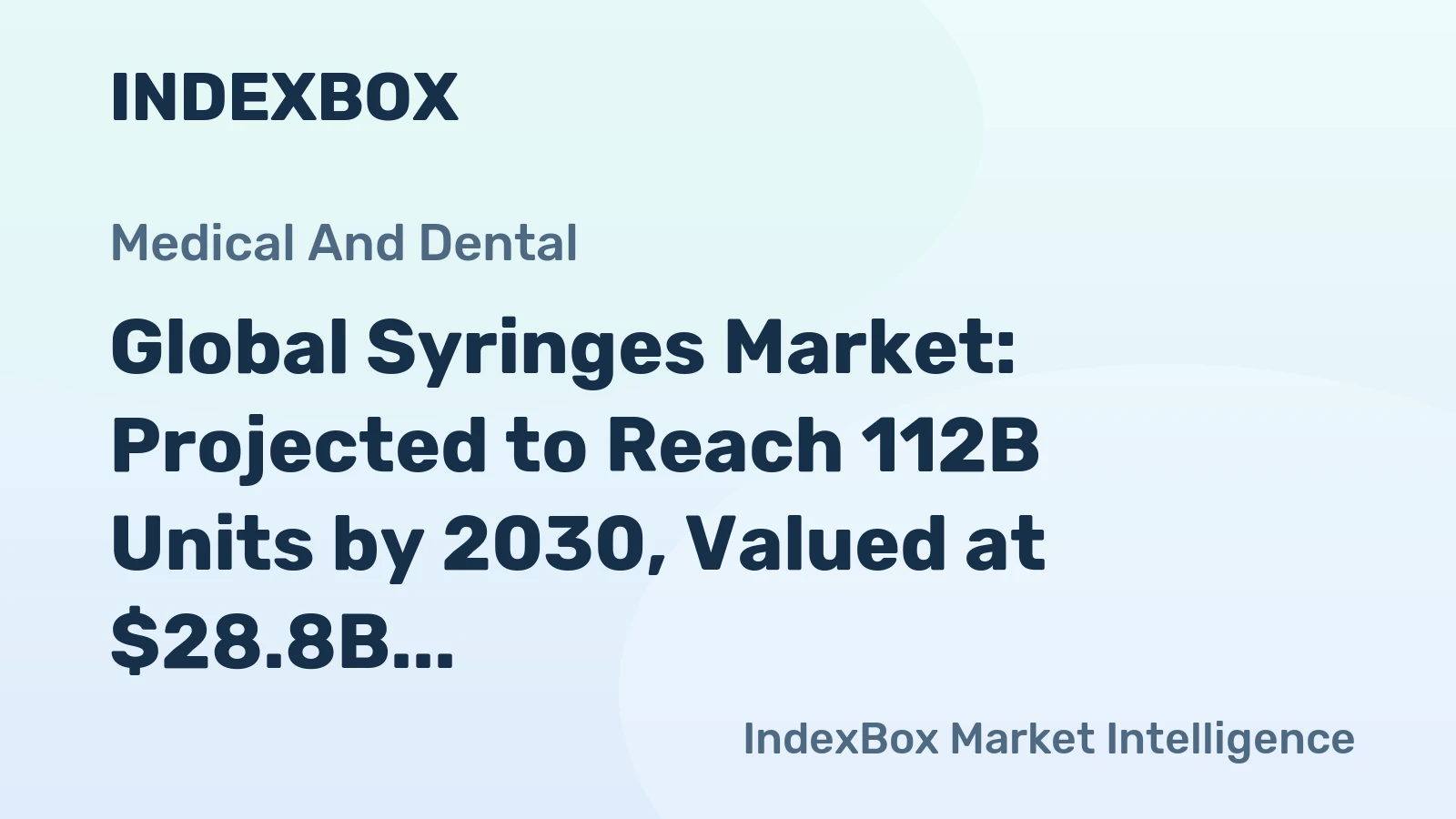 Global Syringes Market: Projected to Reach 112B Units by 2030, Valued at $28.8B