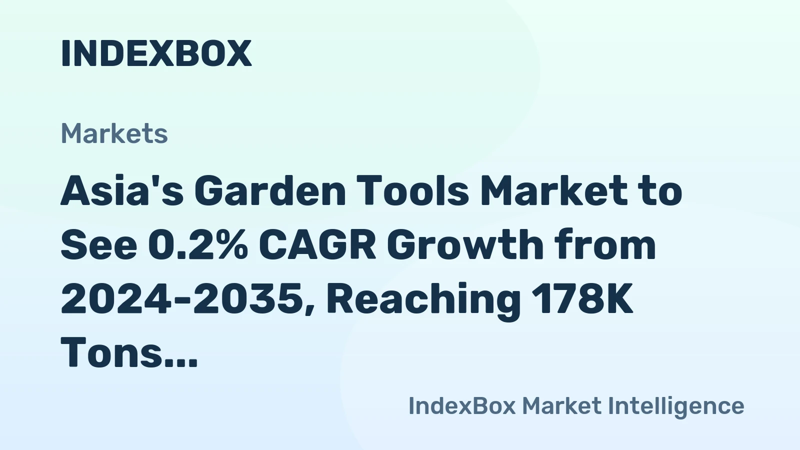 Asia's Garden Tools Market to See 0.2% CAGR Growth from 2024-2035, Reaching 178K Tons