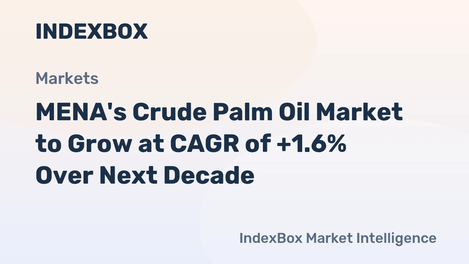 MENA's Crude Palm Oil Market to Grow at CAGR of +1.6% Over Next Decade