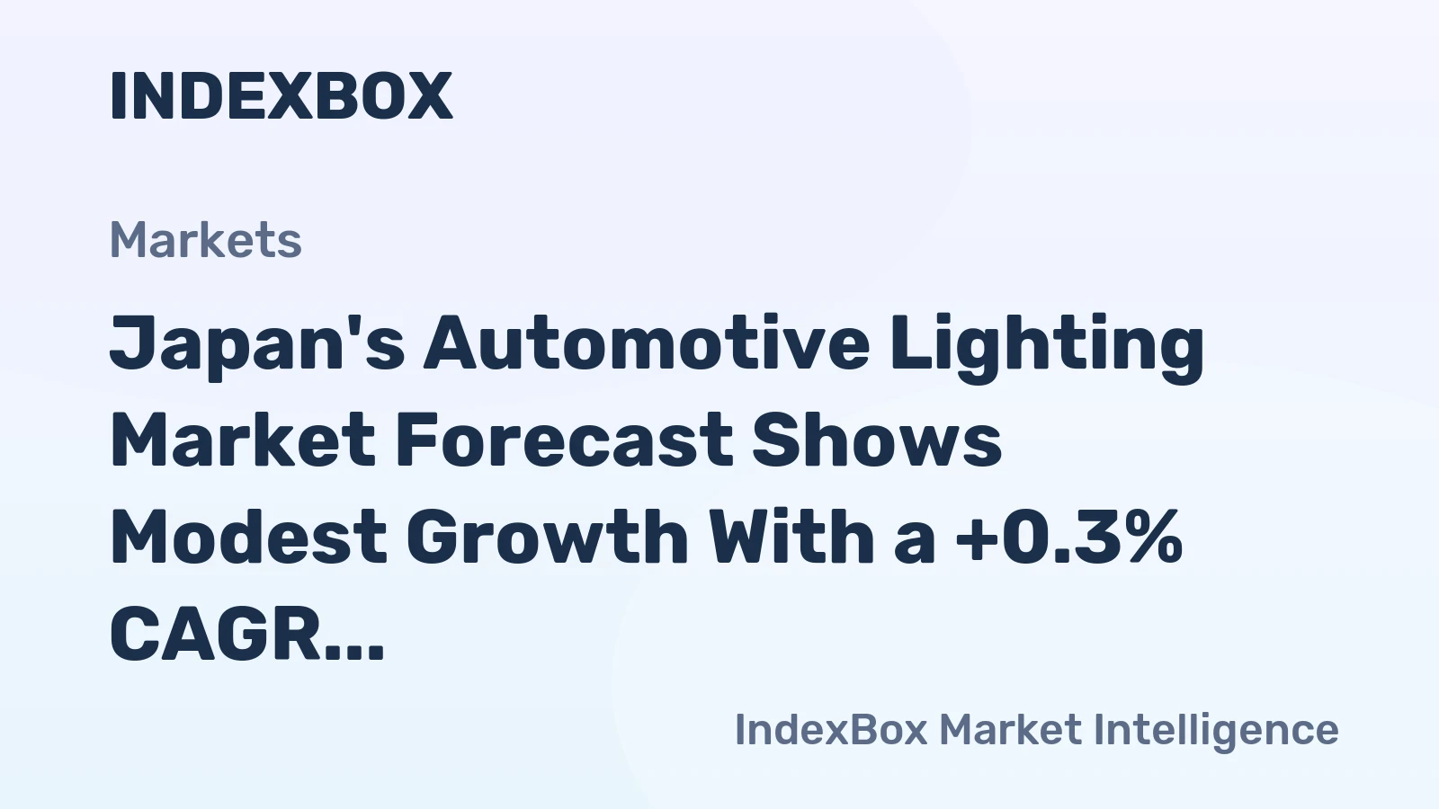 Japan's Automotive Lighting Market Forecast Shows Modest Growth With a +0.3% CAGR