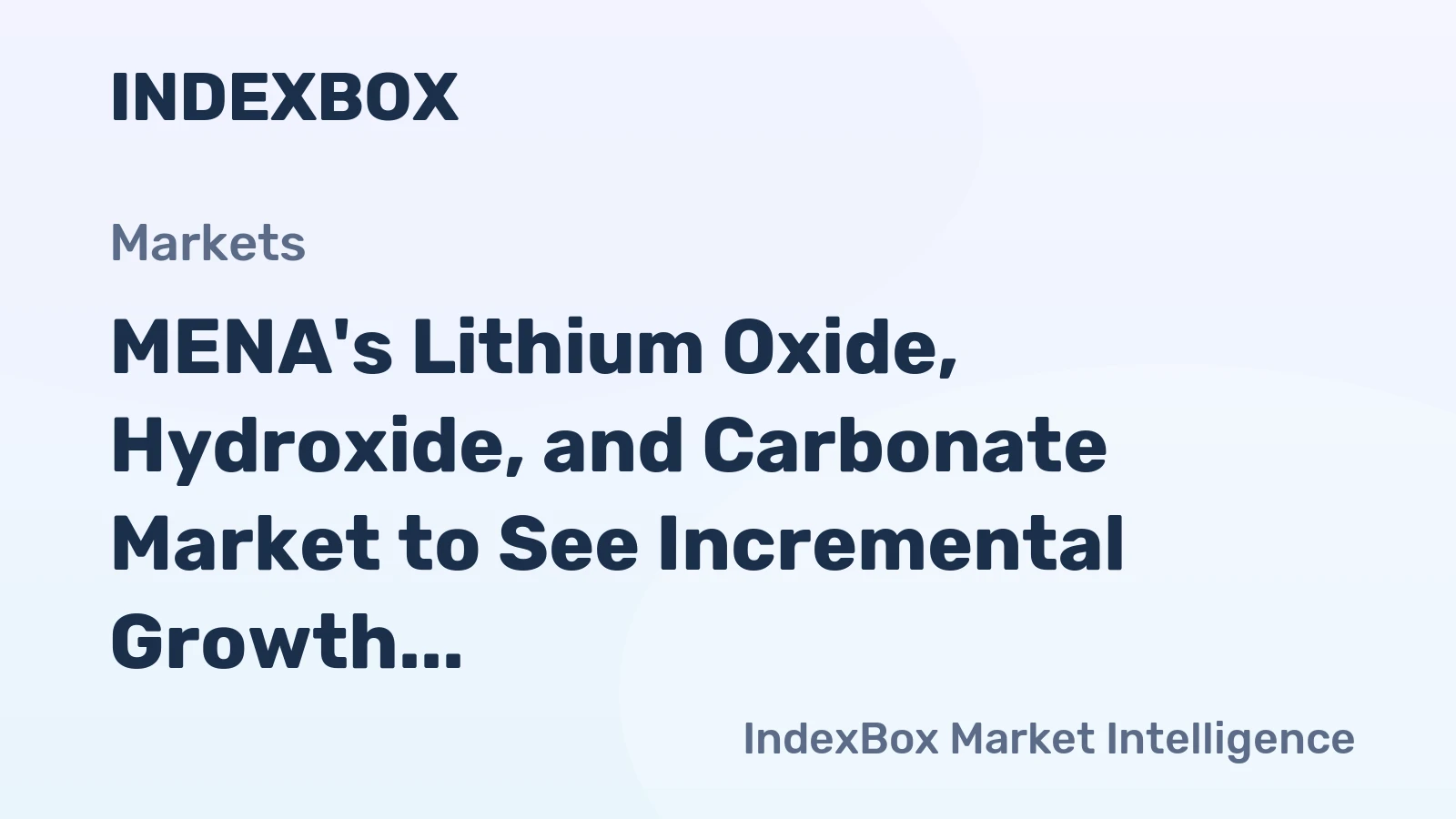 MENA's Lithium Oxide, Hydroxide, and Carbonate Market to See Incremental Growth with Market Volume Reaching 2.3K Tons and Market Value of $35M by 2035