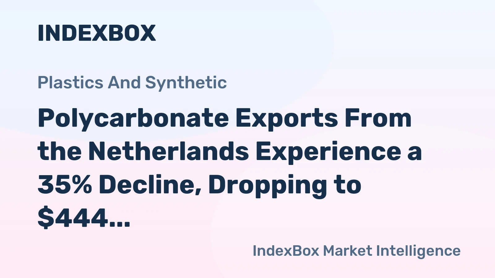Polycarbonate Exports From the Netherlands Experience a 35% Decline, Dropping to $444 Million in 2024