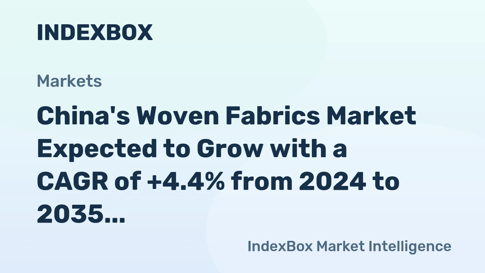 China's Woven Fabrics Market Expected to Grow with a CAGR of +4.4% from 2024 to 2035
