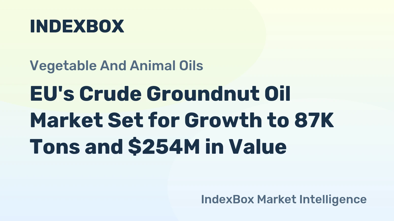 EU's Crude Groundnut Oil Market Set for Growth to 87K Tons and $254M in Value