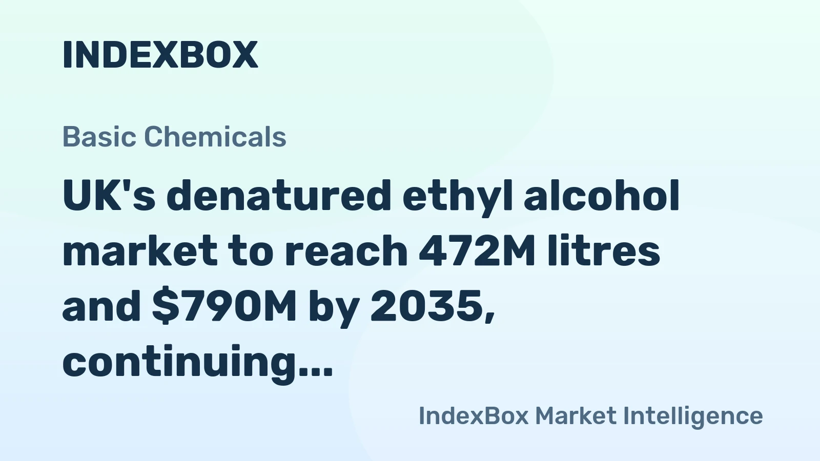 UK's denatured ethyl alcohol market to reach 472M litres and $790M by 2035, continuing its upward consumption trend.