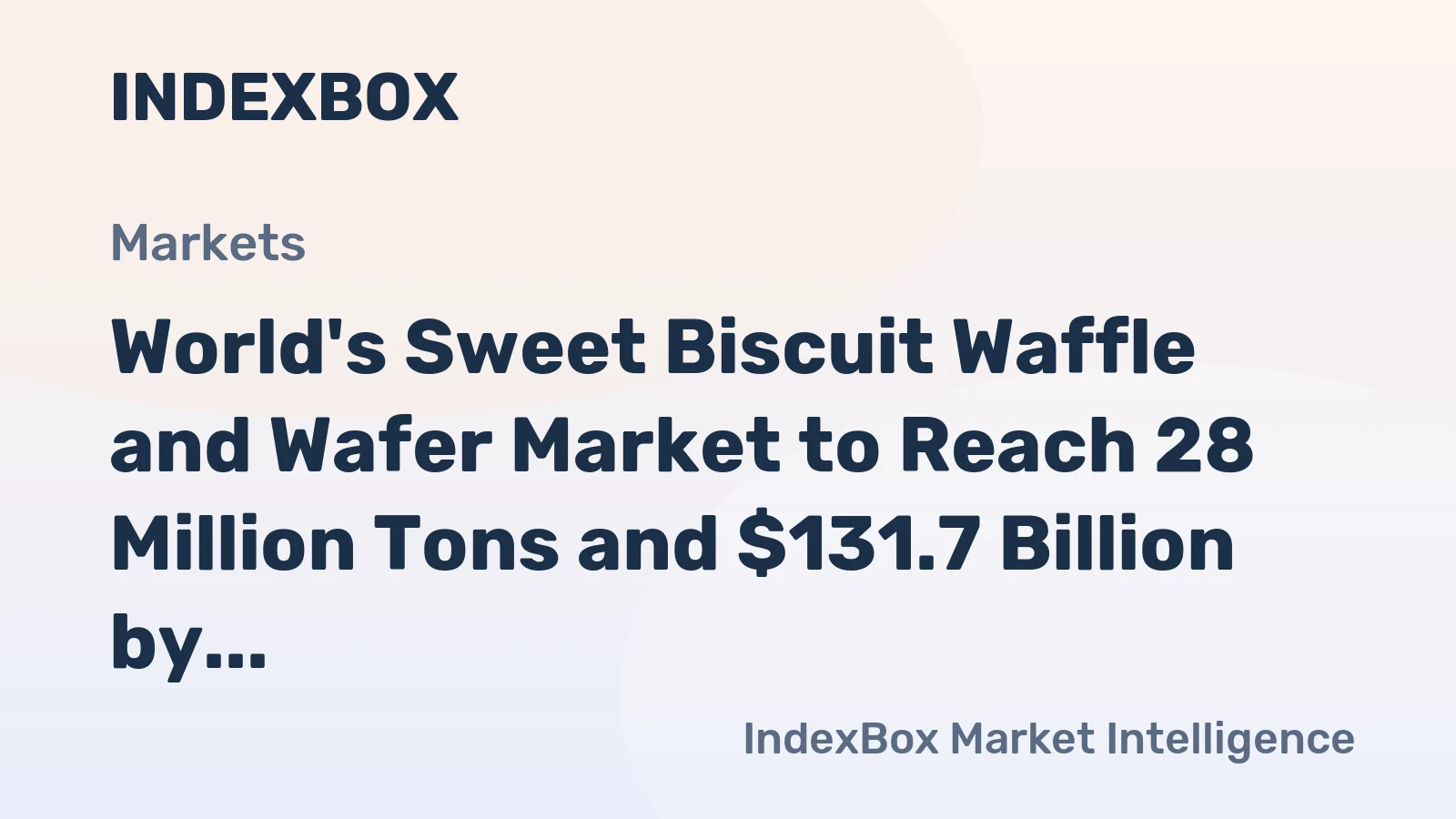 World's Sweet Biscuit Waffle and Wafer Market to Reach 28 Million Tons and $131.7 Billion by 2035