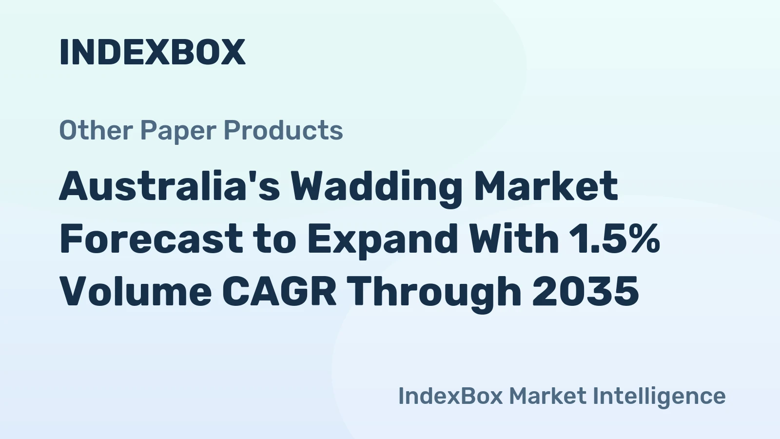 Australia's Wadding Market Forecast to Expand With 1.5% Volume CAGR Through 2035
