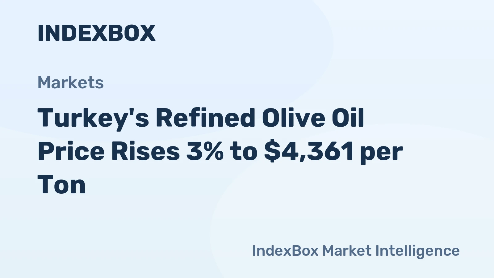 Turkey's Refined Olive Oil Price Rises 3% to $4,361 per Ton