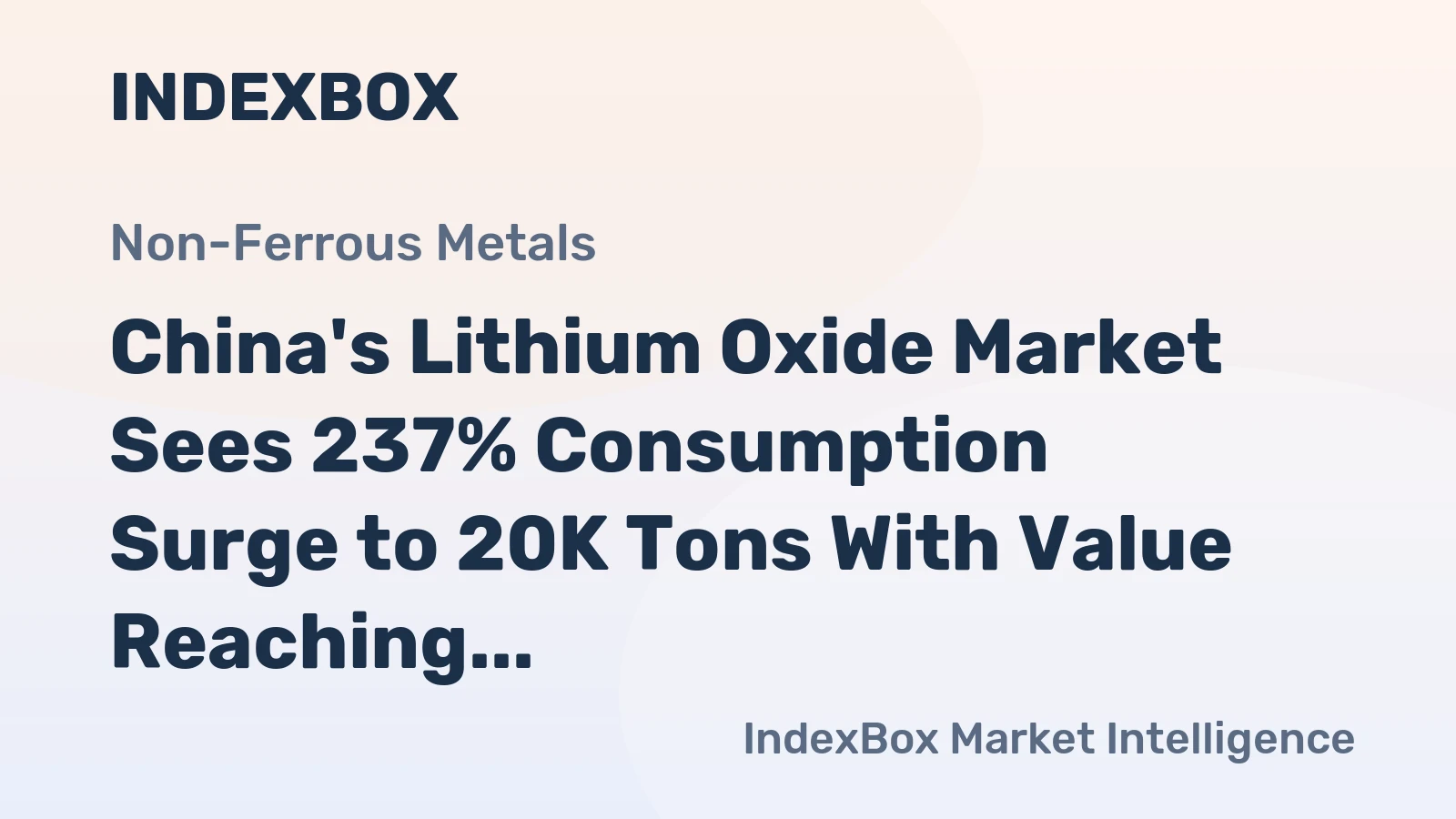 China's Lithium Oxide Market Sees 237% Consumption Surge to 20K Tons With Value Reaching $386M by 2035