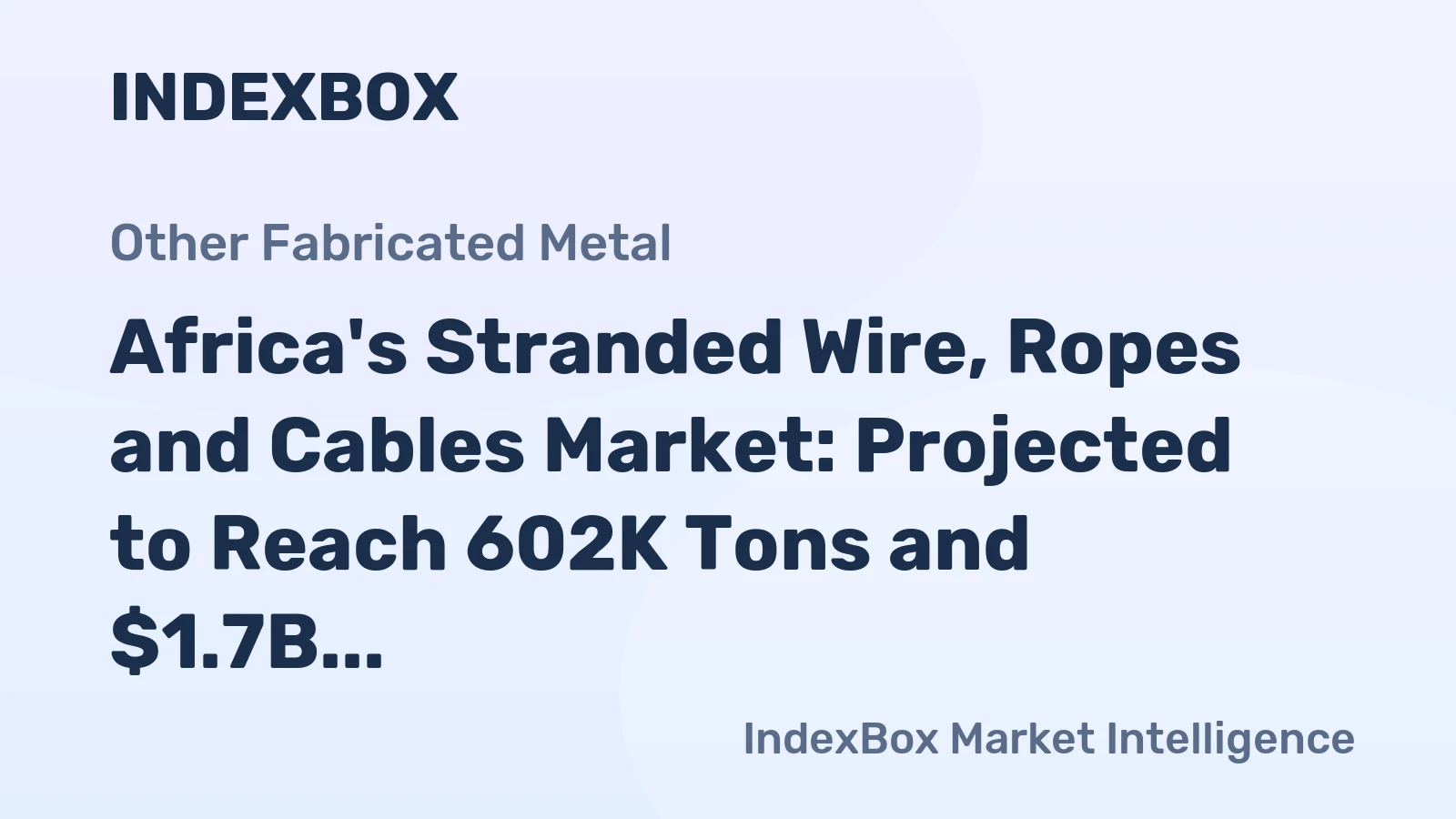 Africa's Stranded Wire, Ropes and Cables Market: Projected to Reach 602K Tons and $1.7B by 2035
