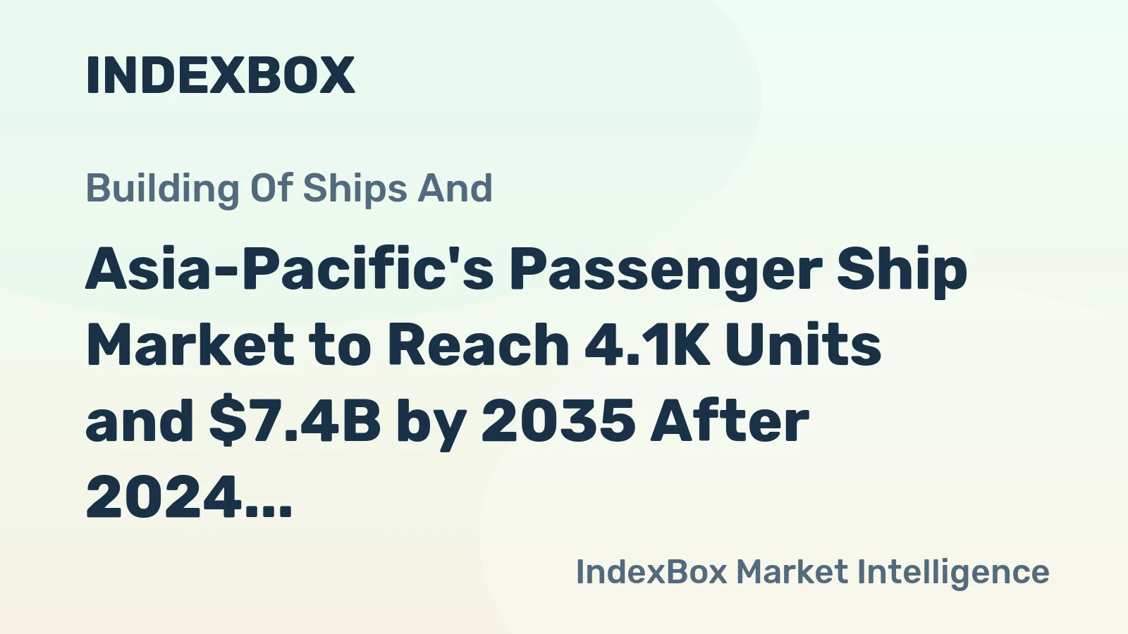 Asia-Pacific's Passenger Ship Market to Reach 4.1K Units and $7.4B by 2035 After 2024 Contraction