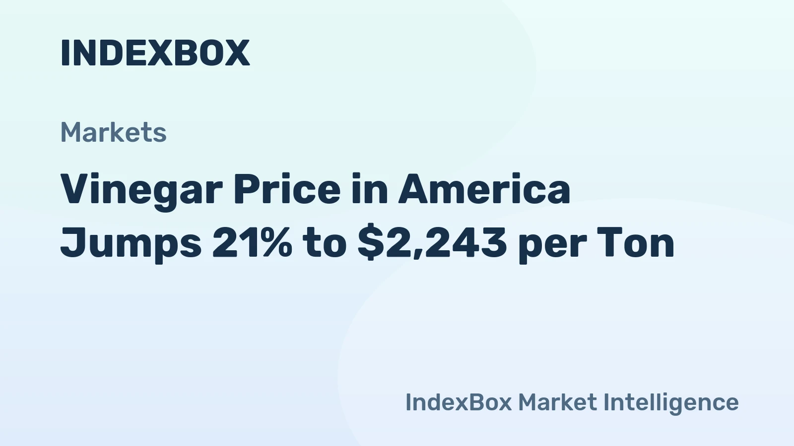 Vinegar Price in America Jumps 21% to $2,243 per Ton