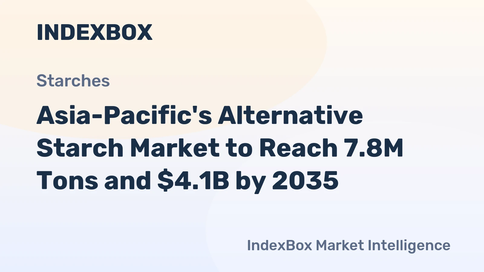 Asia-Pacific's Alternative Starch Market to Reach 7.8M Tons and $4.1B by 2035