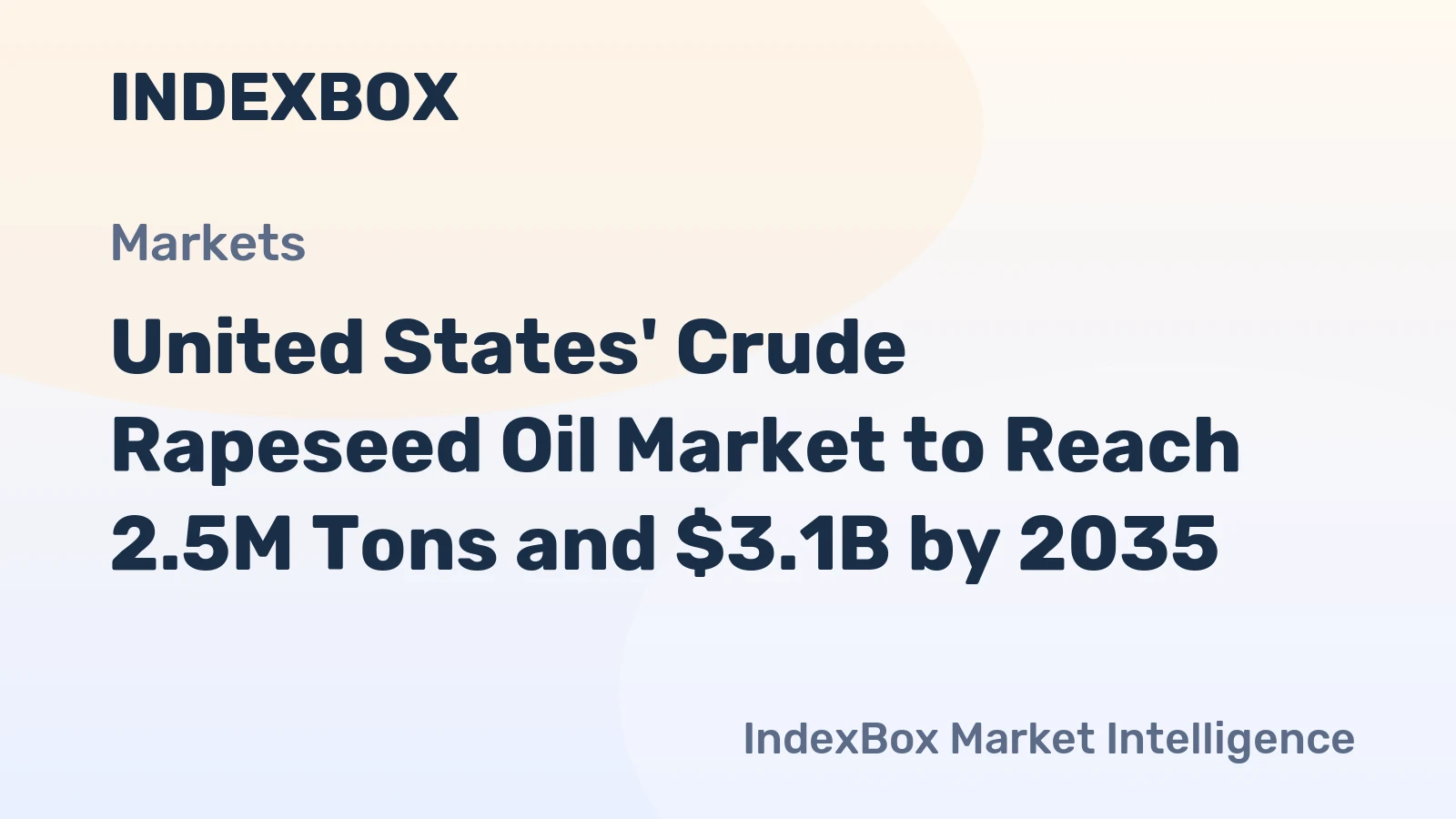 United States' Crude Rapeseed Oil Market to Reach 2.5M Tons and $3.1B by 2035