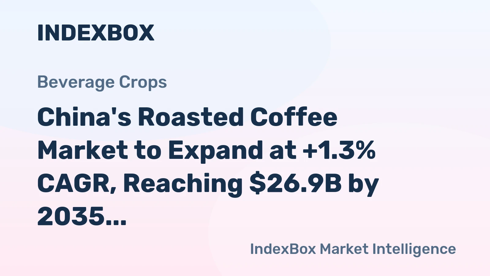 China's Roasted Coffee Market to Expand at +1.3% CAGR, Reaching $26.9B by 2035