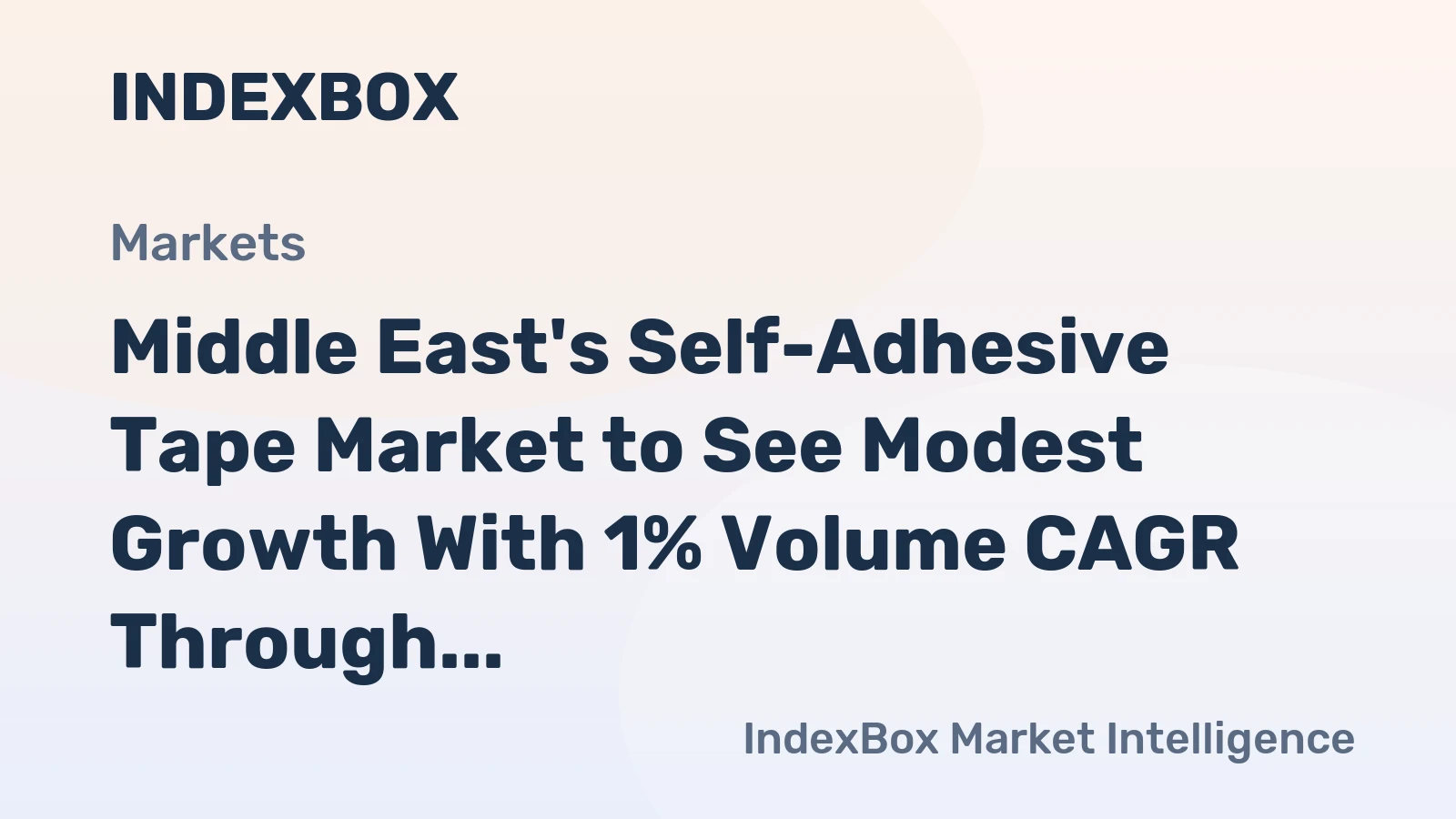 Middle East's Self-Adhesive Tape Market to See Modest Growth With 1% Volume CAGR Through 2035