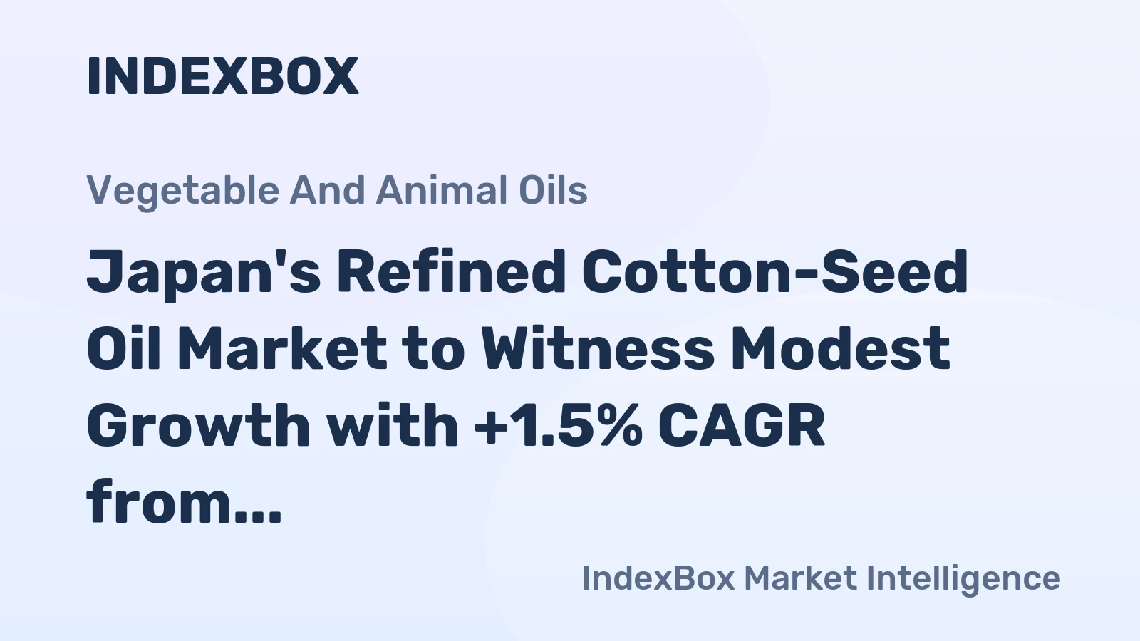 Japan's Refined Cotton-Seed Oil Market to Witness Modest Growth with +1.5% CAGR from 2024 to 2035
