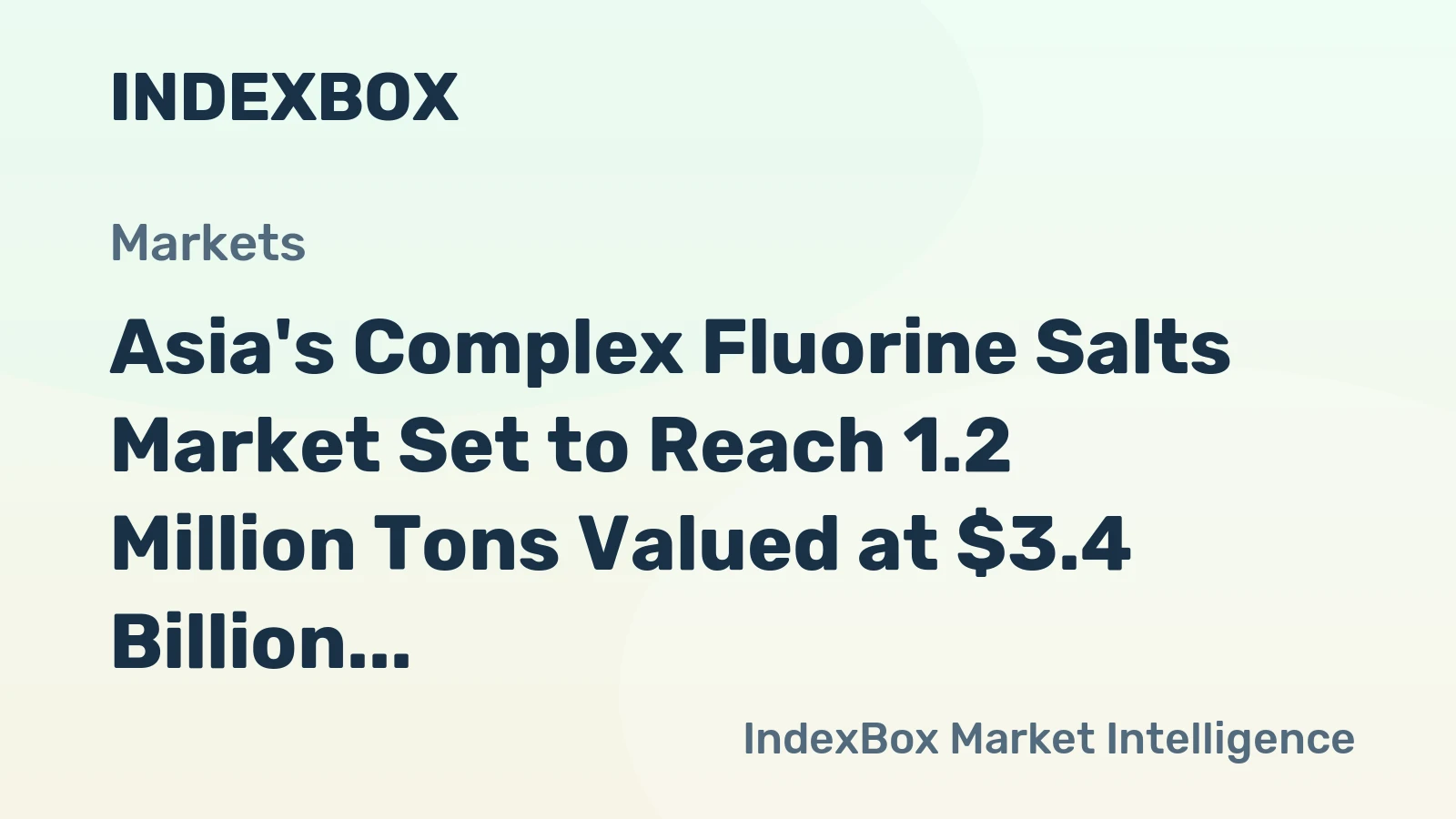 Asia's Complex Fluorine Salts Market Set to Reach 1.2 Million Tons Valued at $3.4 Billion