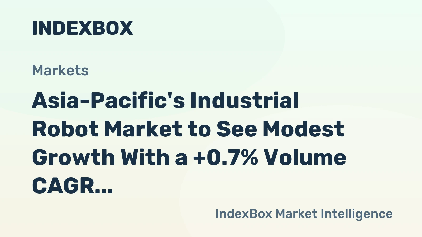 Asia-Pacific's Industrial Robot Market to See Modest Growth With a +0.7% Volume CAGR Through 2035
