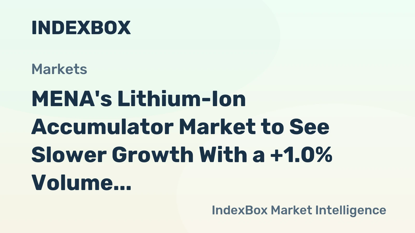 MENA's Lithium-Ion Accumulator Market to See Slower Growth With a +1.0% Volume CAGR Through 2035