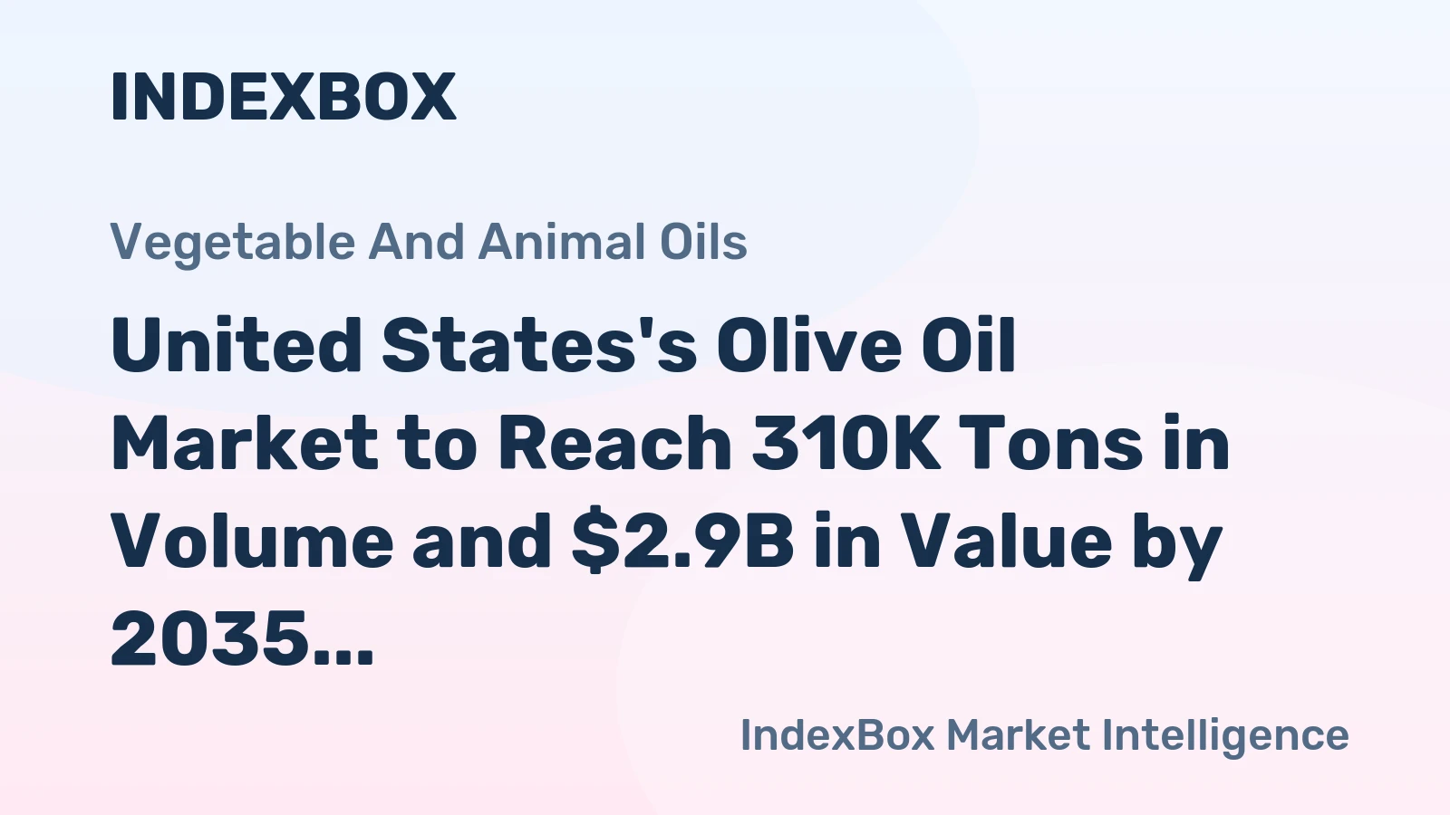 United States's Olive Oil Market to Reach 310K Tons in Volume and $2.9B in Value by 2035