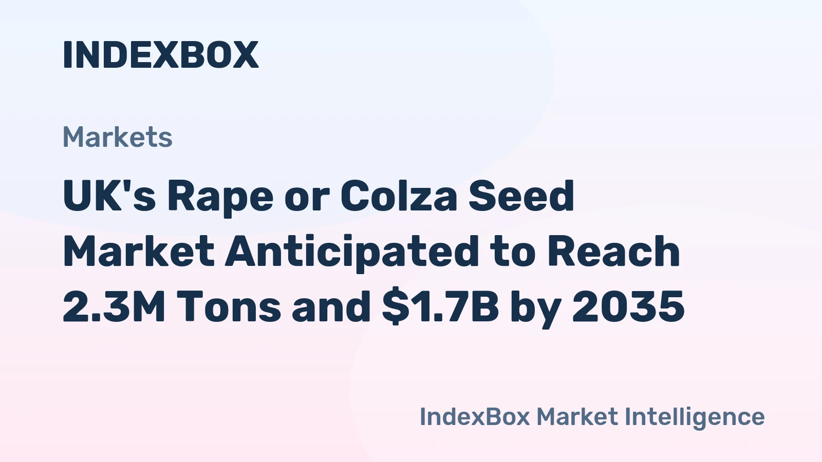 UK's Rape or Colza Seed Market Anticipated to Reach 2.3M Tons and $1.7B by 2035