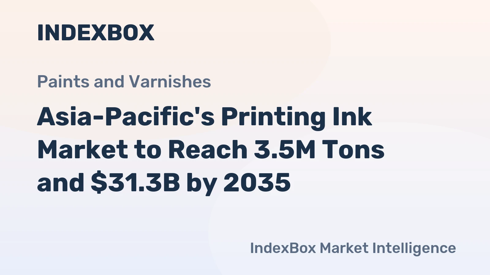 Asia-Pacific's Printing Ink Market to Reach 3.5M Tons and $31.3B by 2035