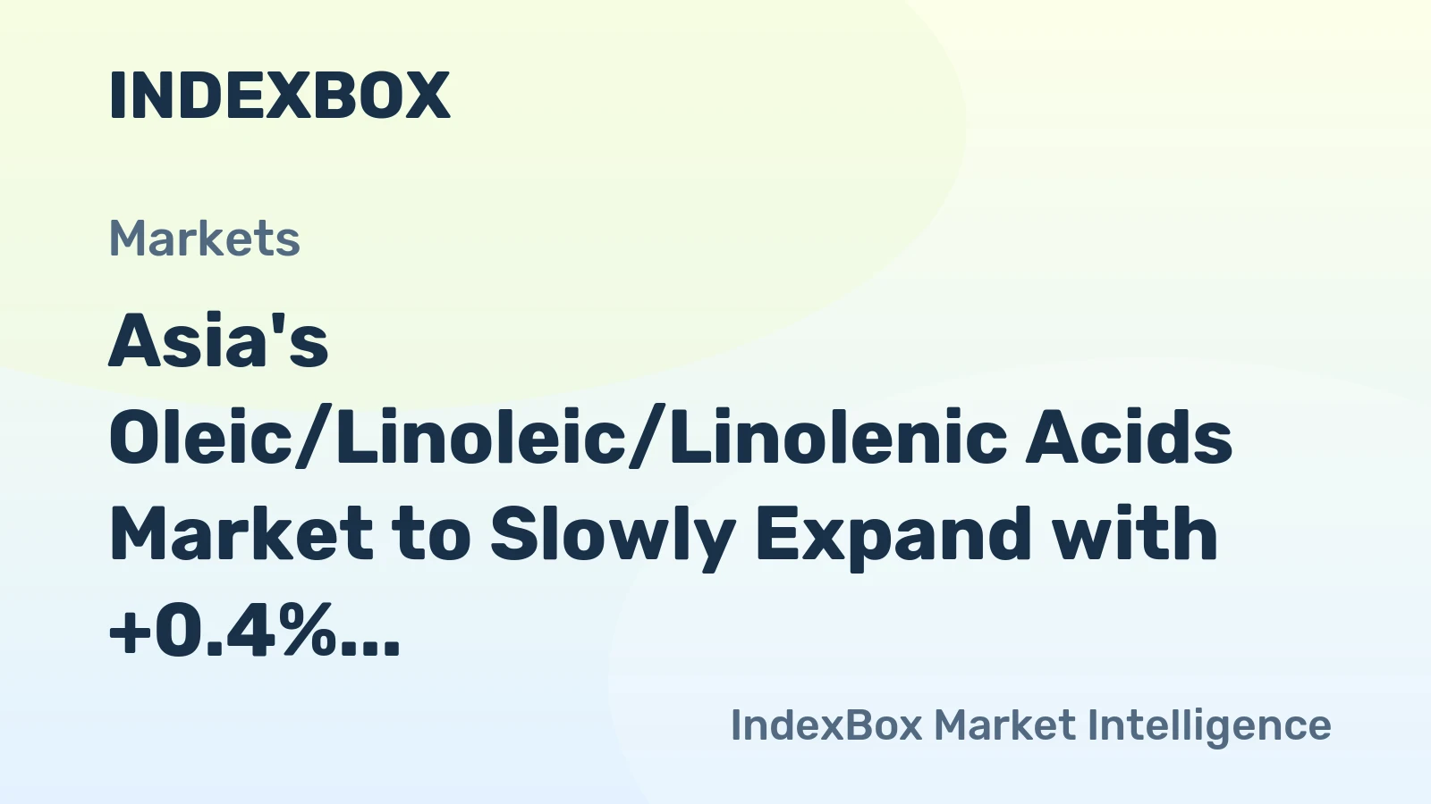 Asia's Oleic/Linoleic/Linolenic Acids Market to Slowly Expand with +0.4% CAGR from 2024-2035