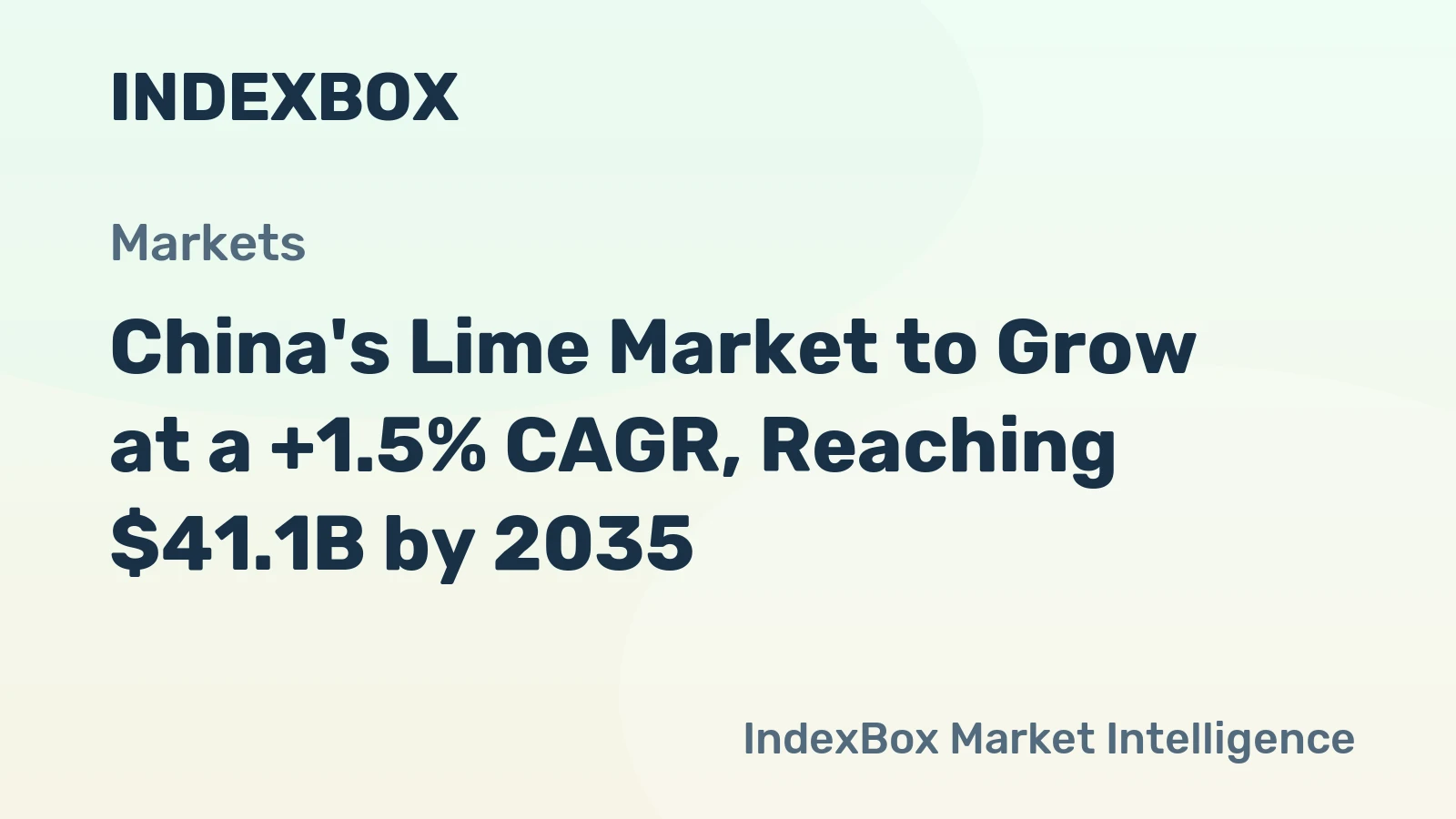 China's Lime Market to Grow at a +1.5% CAGR, Reaching $41.1B by 2035