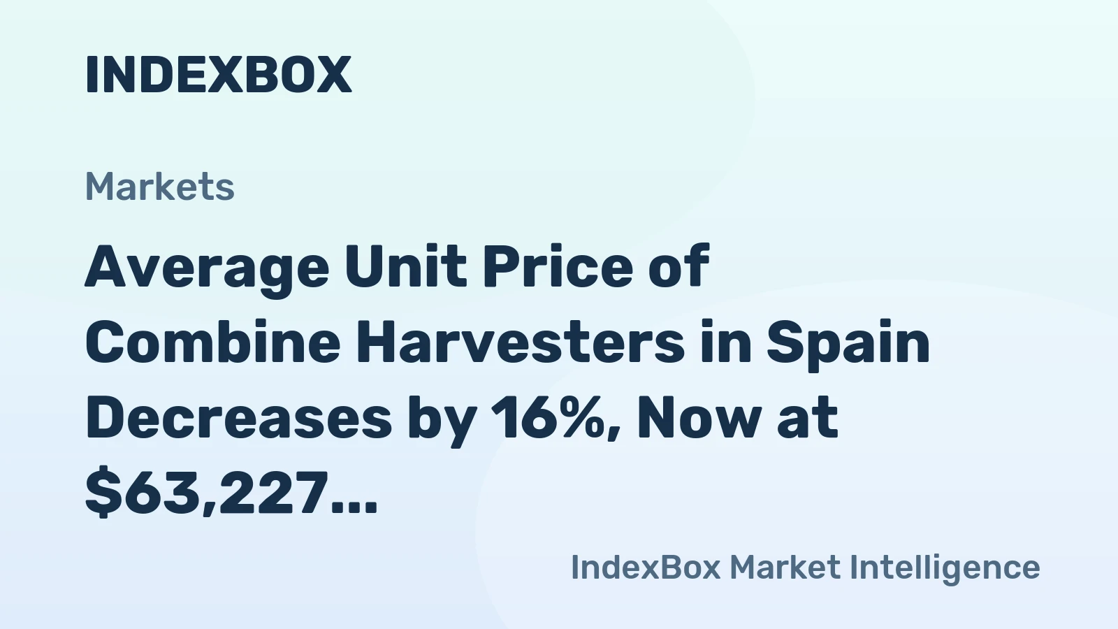 Average Unit Price of Combine Harvesters in Spain Decreases by 16%, Now at $63,227