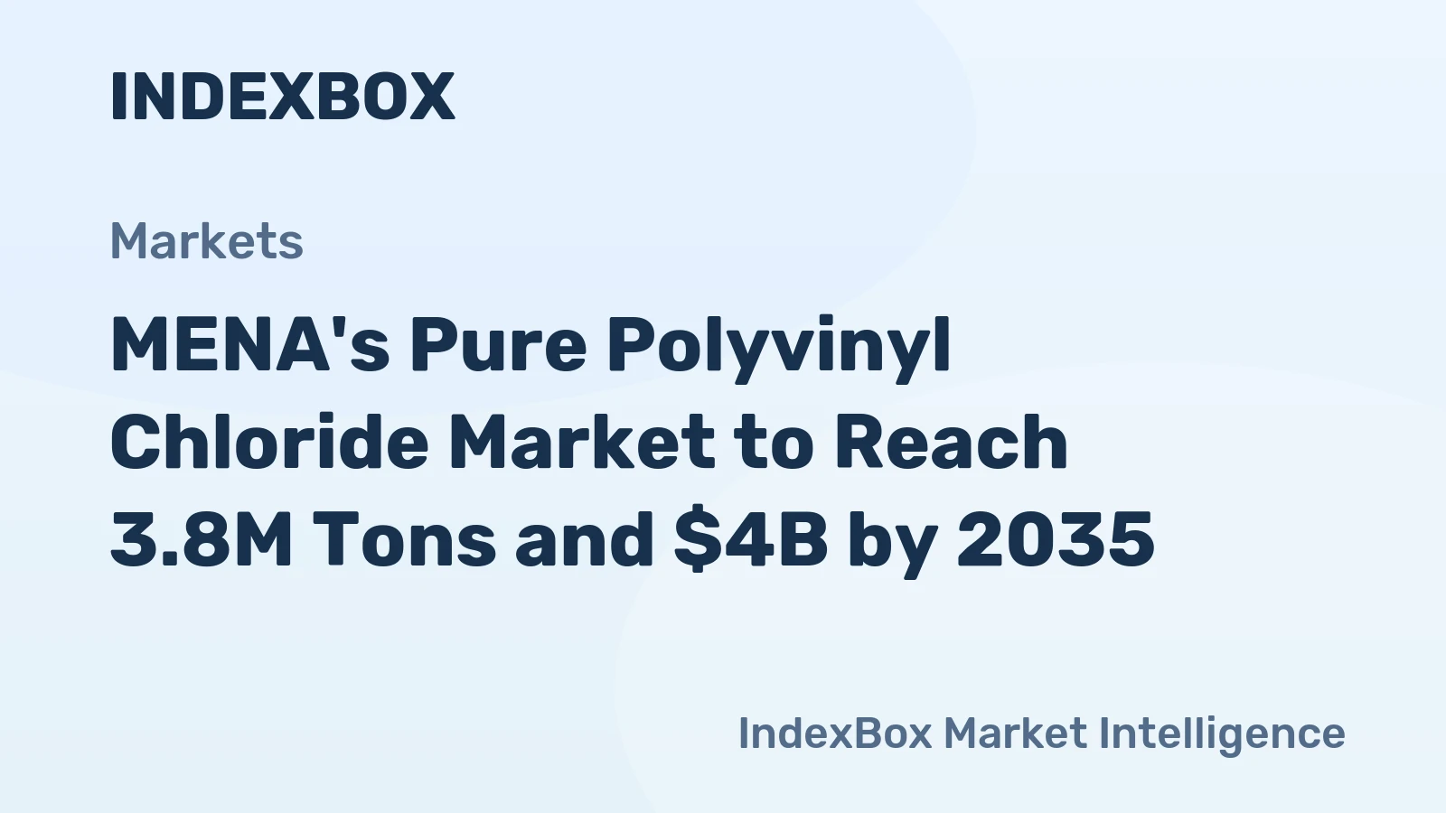 MENA's Pure Polyvinyl Chloride Market to Reach 3.8M Tons and $4B by 2035