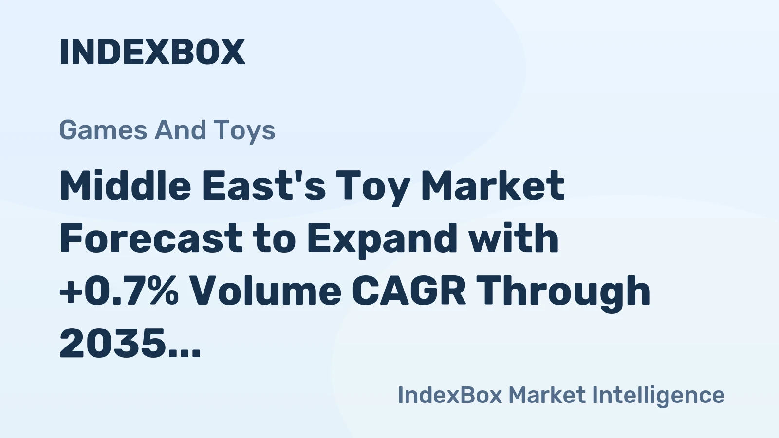 Middle East's Toy Market Forecast to Expand with +0.7% Volume CAGR Through 2035