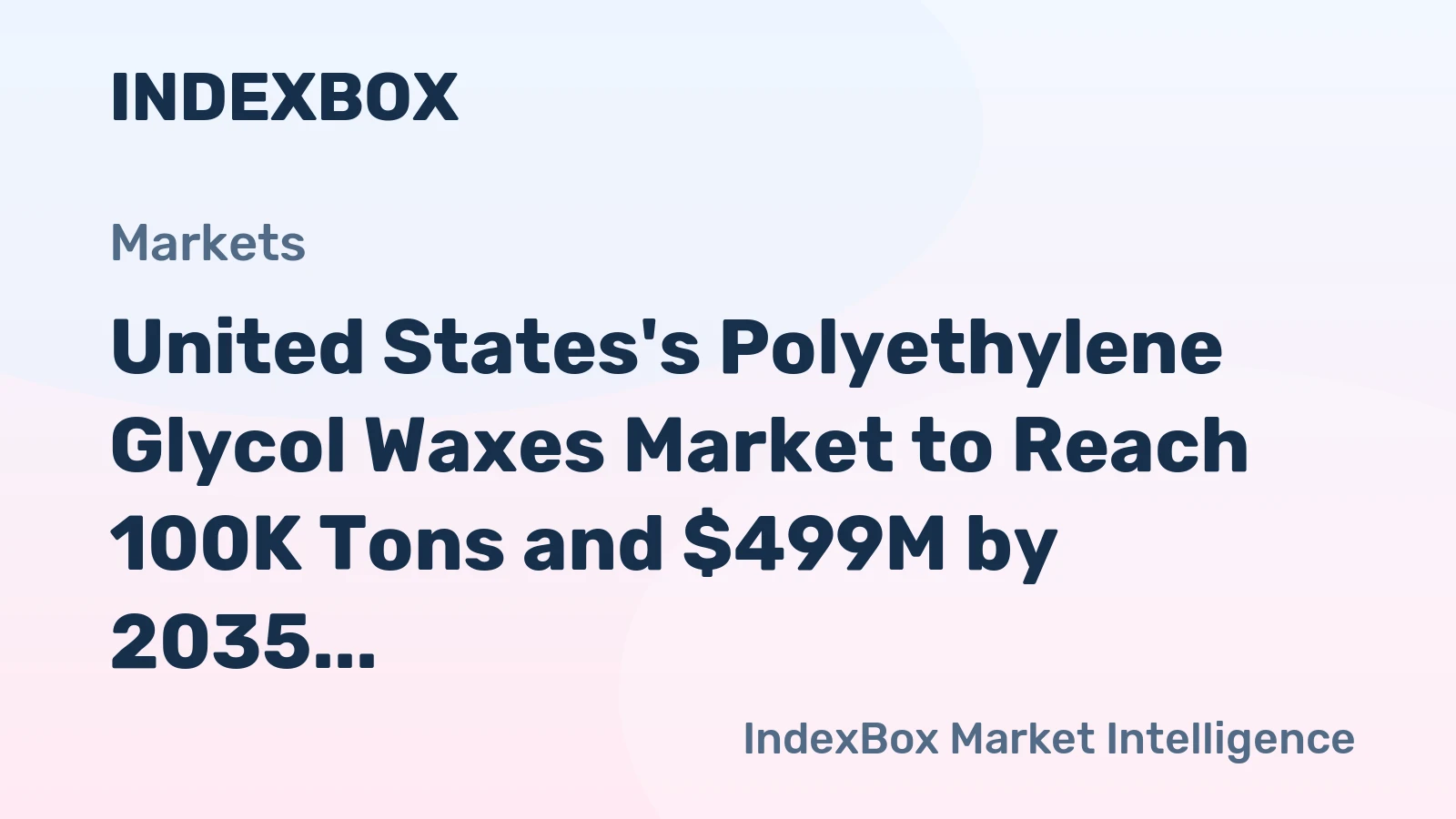 United States's Polyethylene Glycol Waxes Market to Reach 100K Tons and $499M by 2035